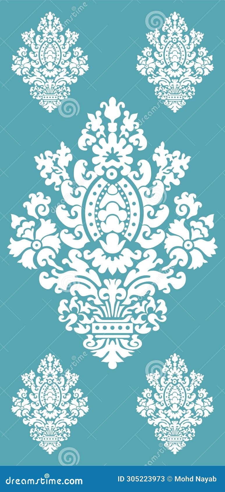Vector Seamless Pattern Blue And White Intricate Flower Design Floral
