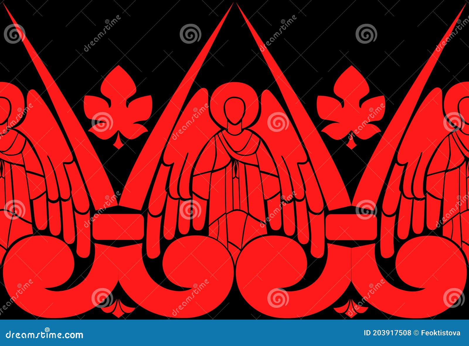 Vector Seamless Baroque Pattern of Winged Angels Stock Vector ...