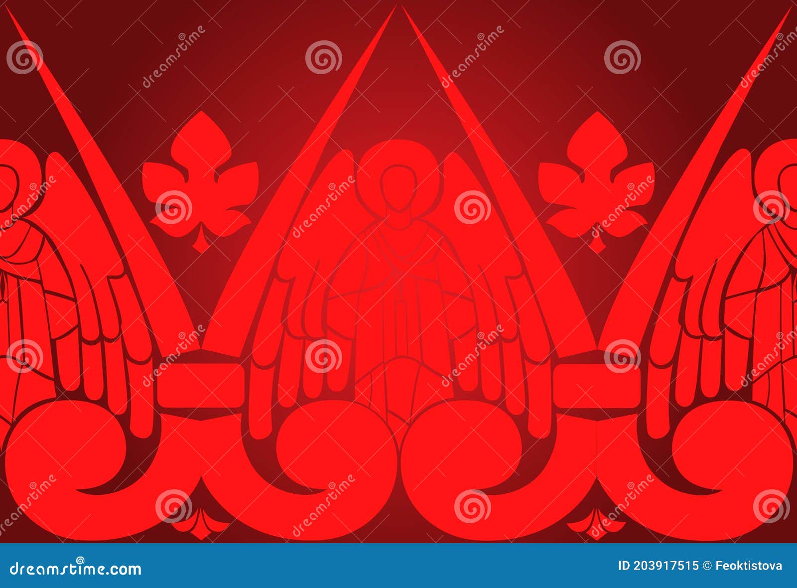 Vector Seamless Baroque Pattern of Winged Angels Stock Vector ...