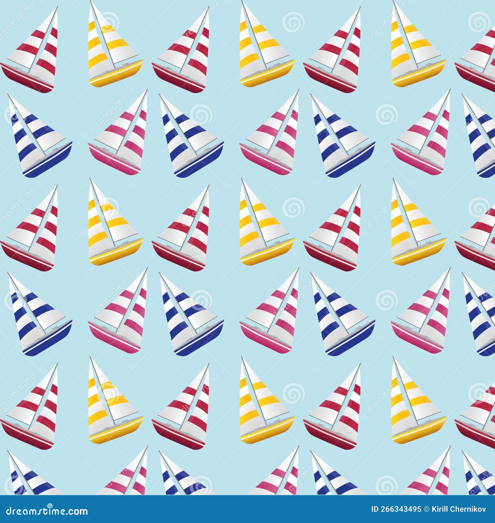 Vector Seamless Pattern Boat Sailboat Stock Vector - Illustration of ...