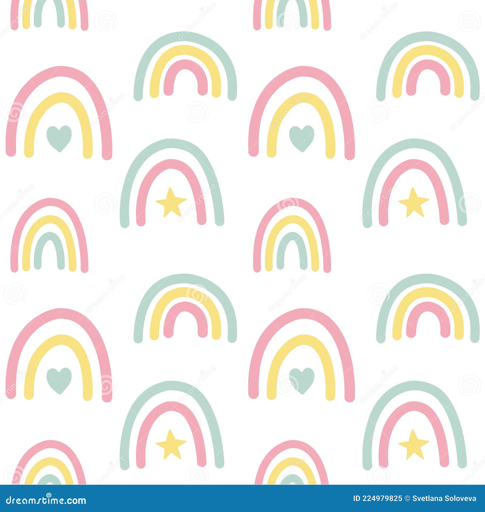Vector Seamless Pattern of Boho Rainbow Stock Vector - Illustration of ...