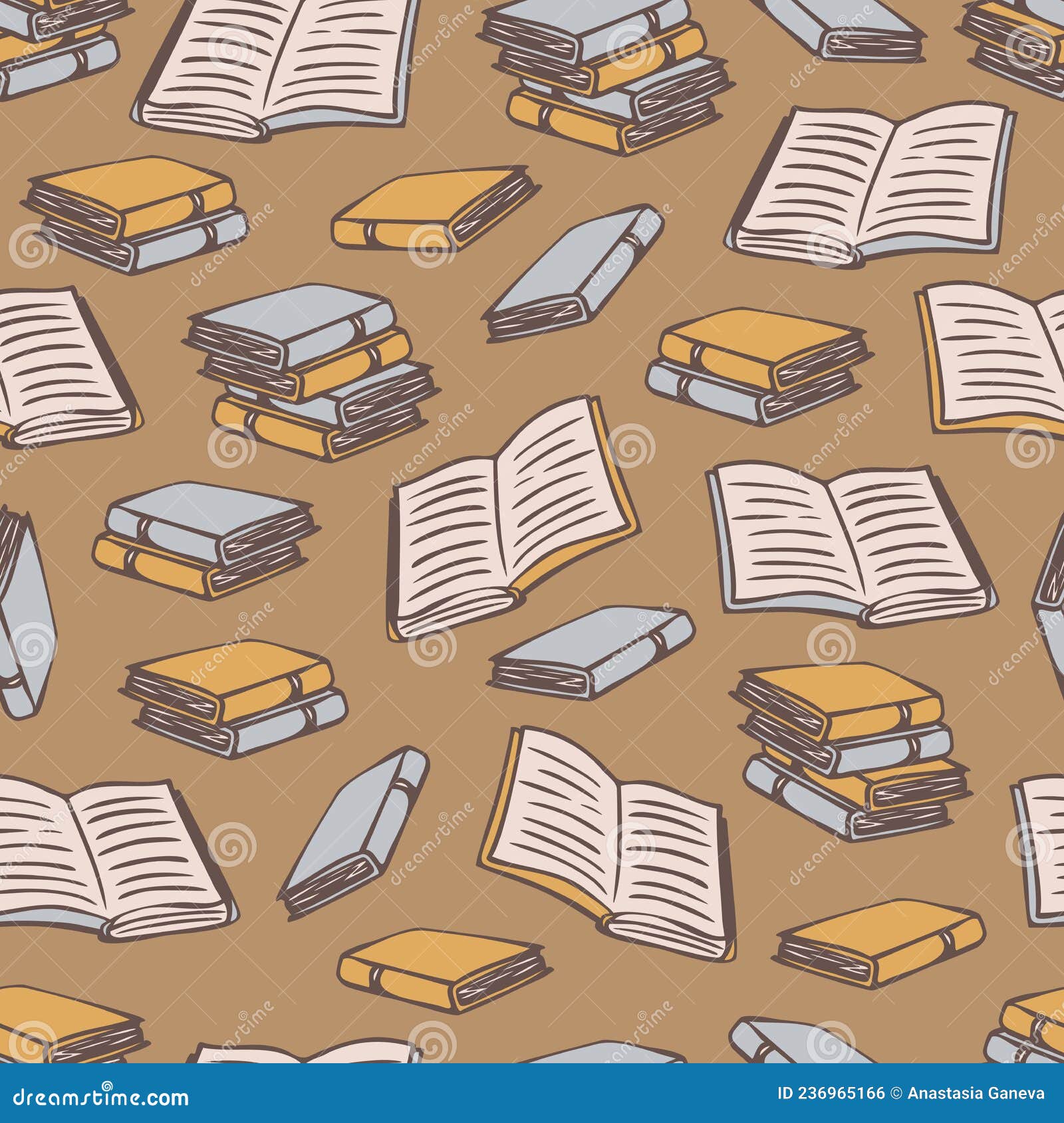 Vector Seamless Pattern with Books Stock Vector - Illustration of ...