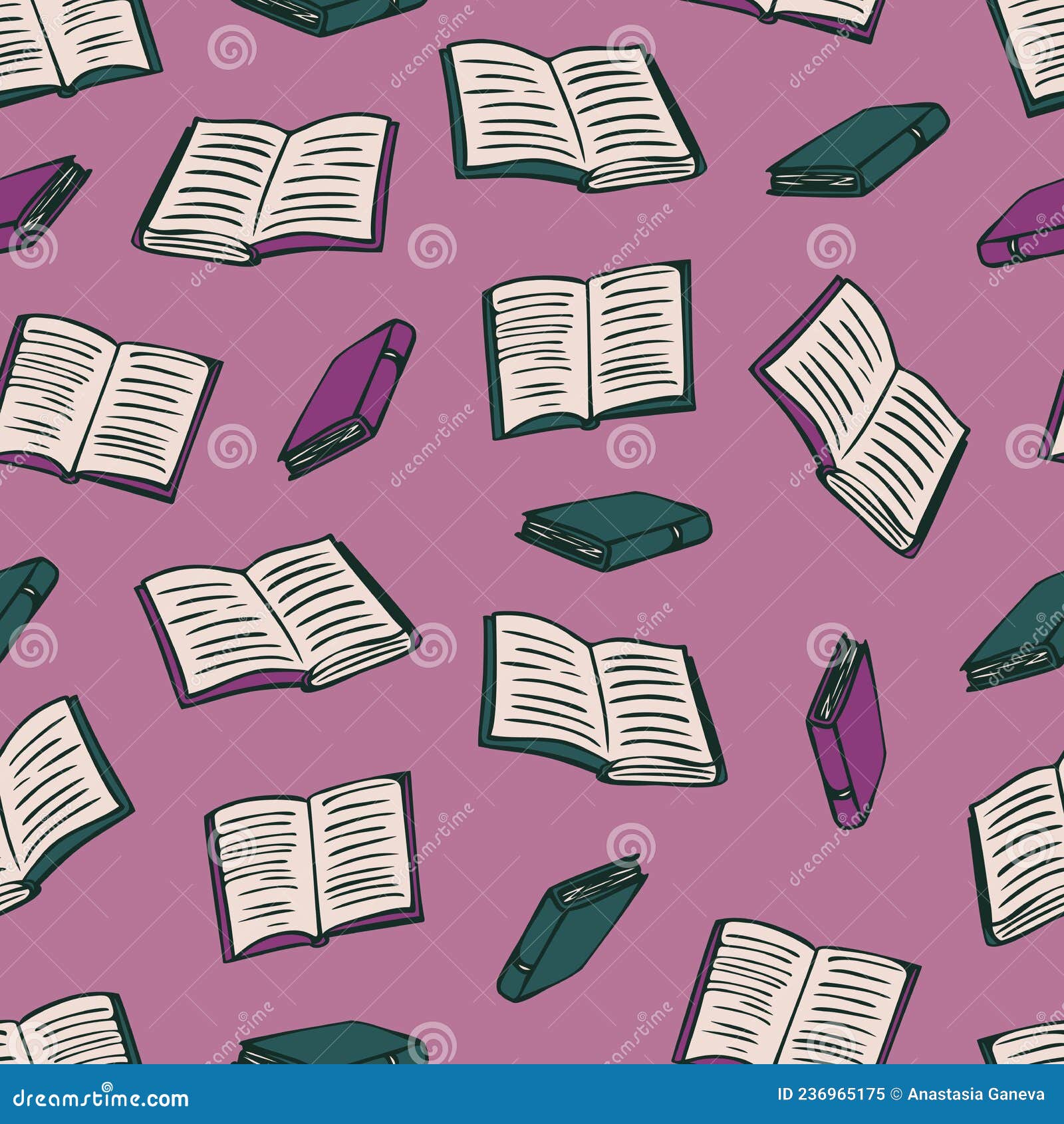 Vector Seamless Pattern with Books. Stock Vector - Illustration of ...