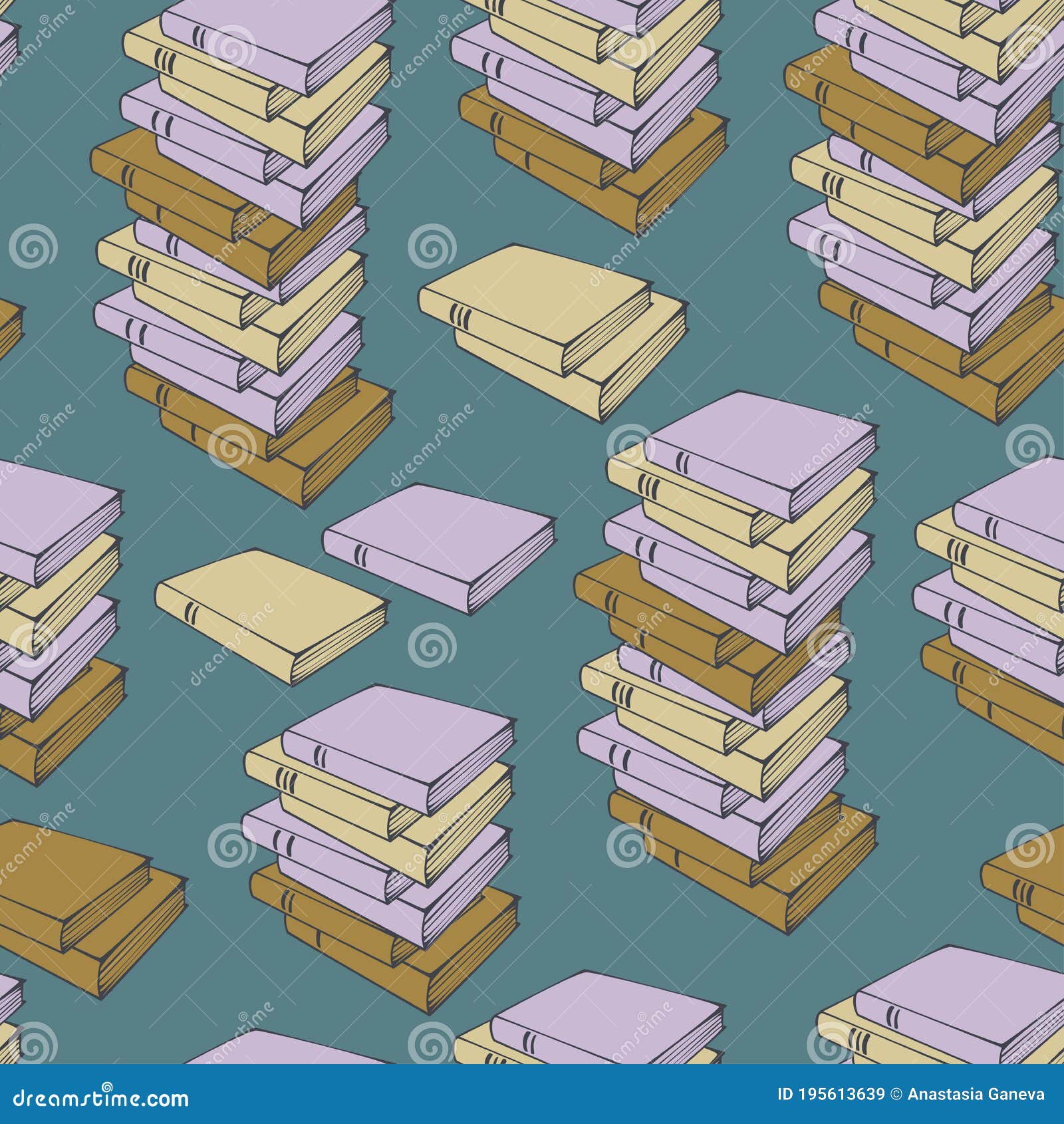 Vector Seamless Pattern of Books and Stacks of Book. Stock Illustration - Illustration of fabric ...