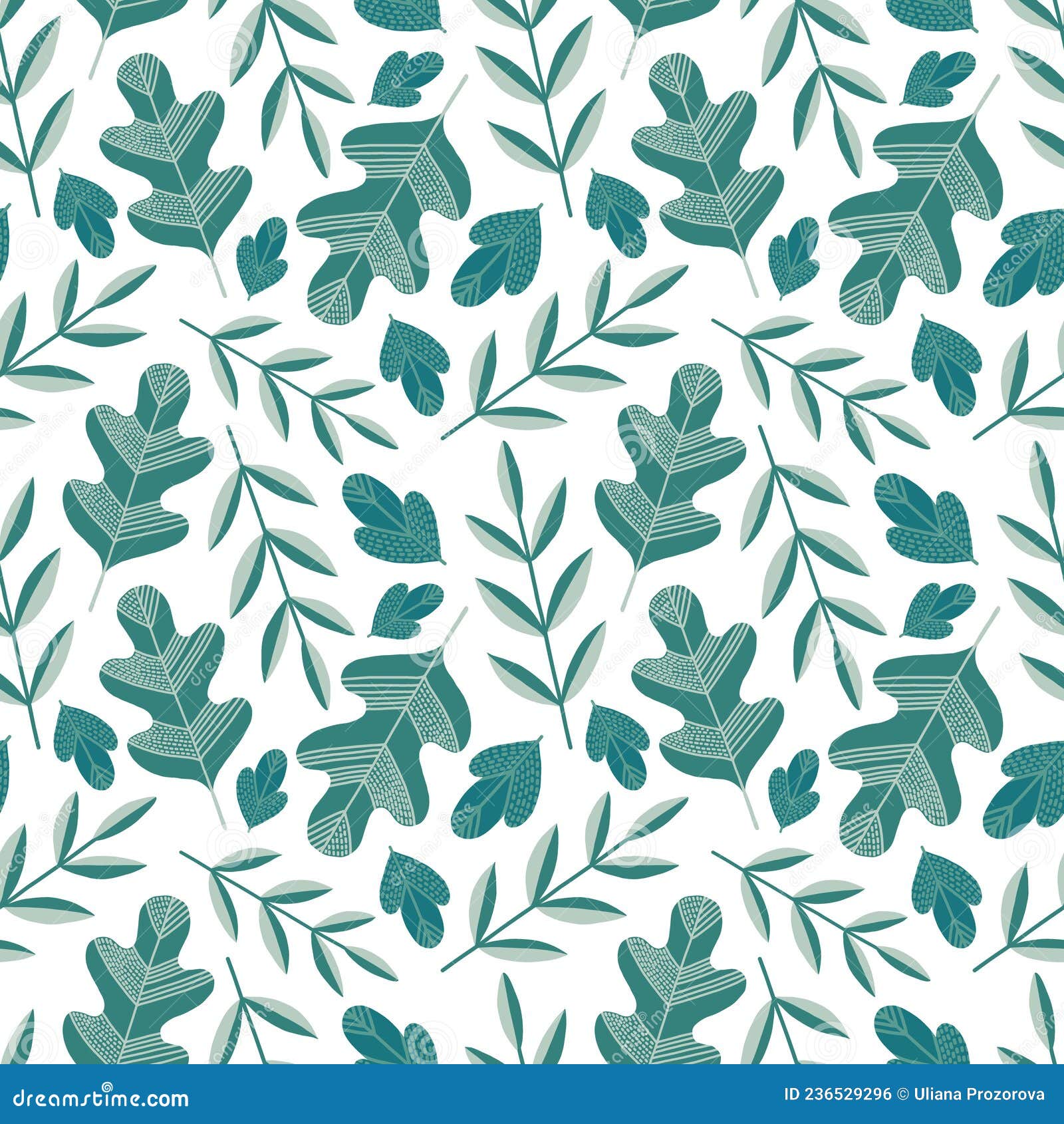 Green Leaves Folk Vector Seamless Pattern Wallpaper Stock Vector ...