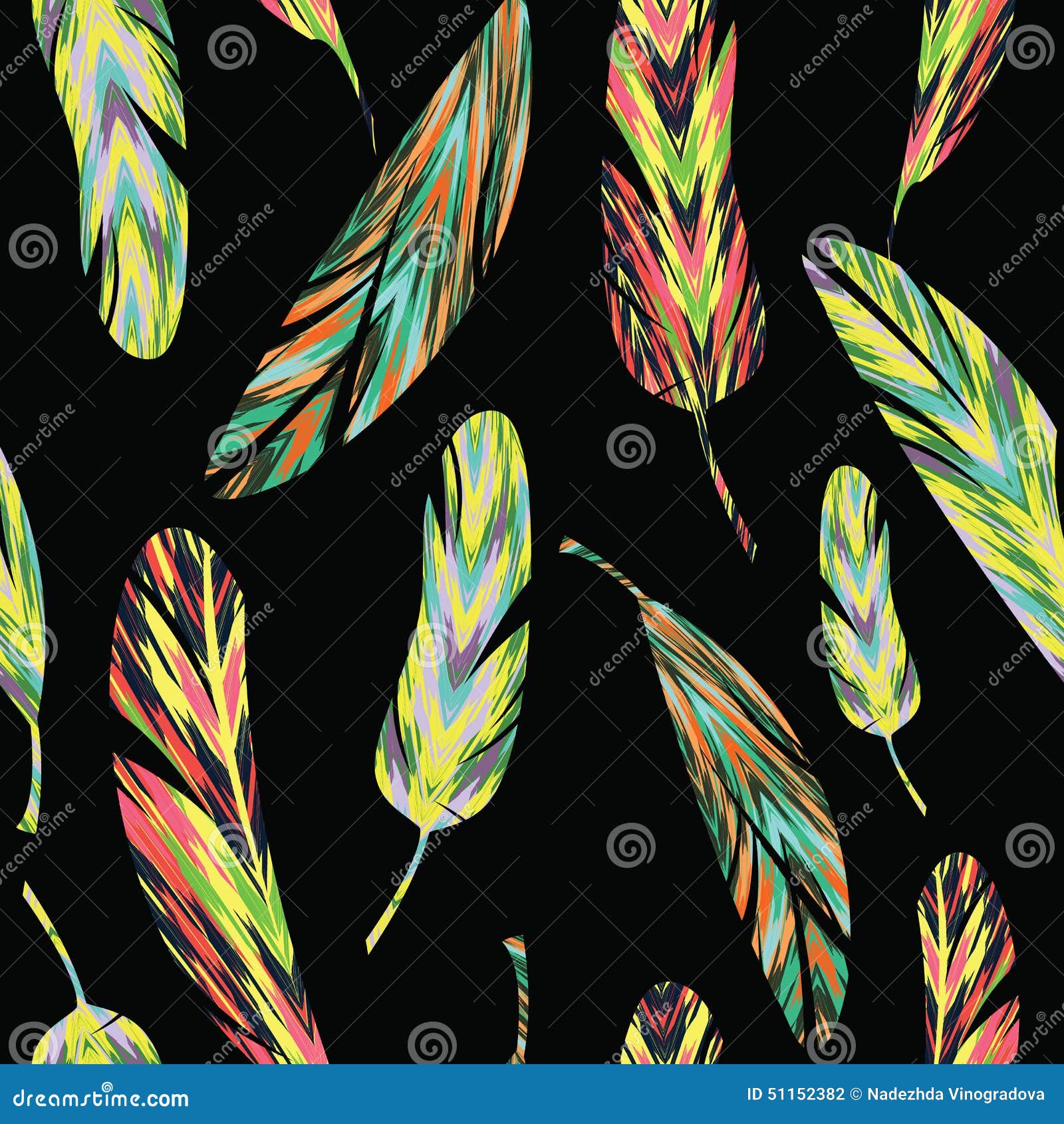 Vector Seamless Pattern. Bright Abstract Feathers Stock Vector ...
