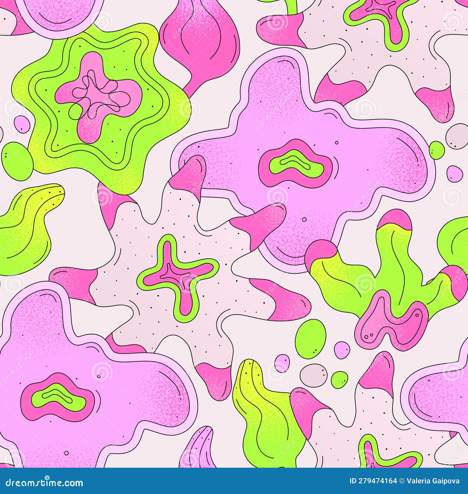 Vector Seamless Pattern with Bright Abstract Psychedelic Flowers ...