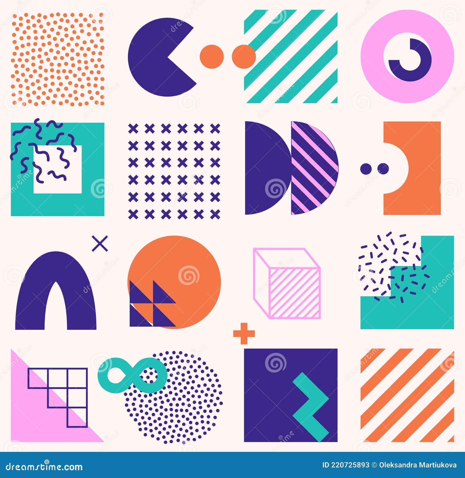Vector Seamless Pattern with Bright Bold Geometric Shapes. Hipster ...
