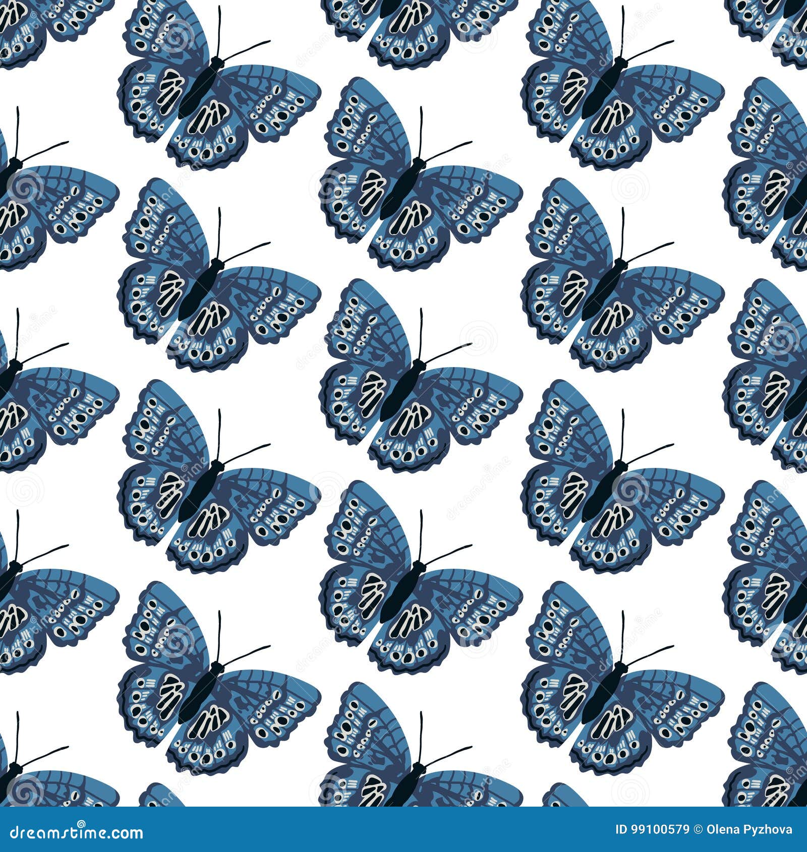 Vector Seamless Pattern with Bright Butterflies. Hand Drawn Texture ...