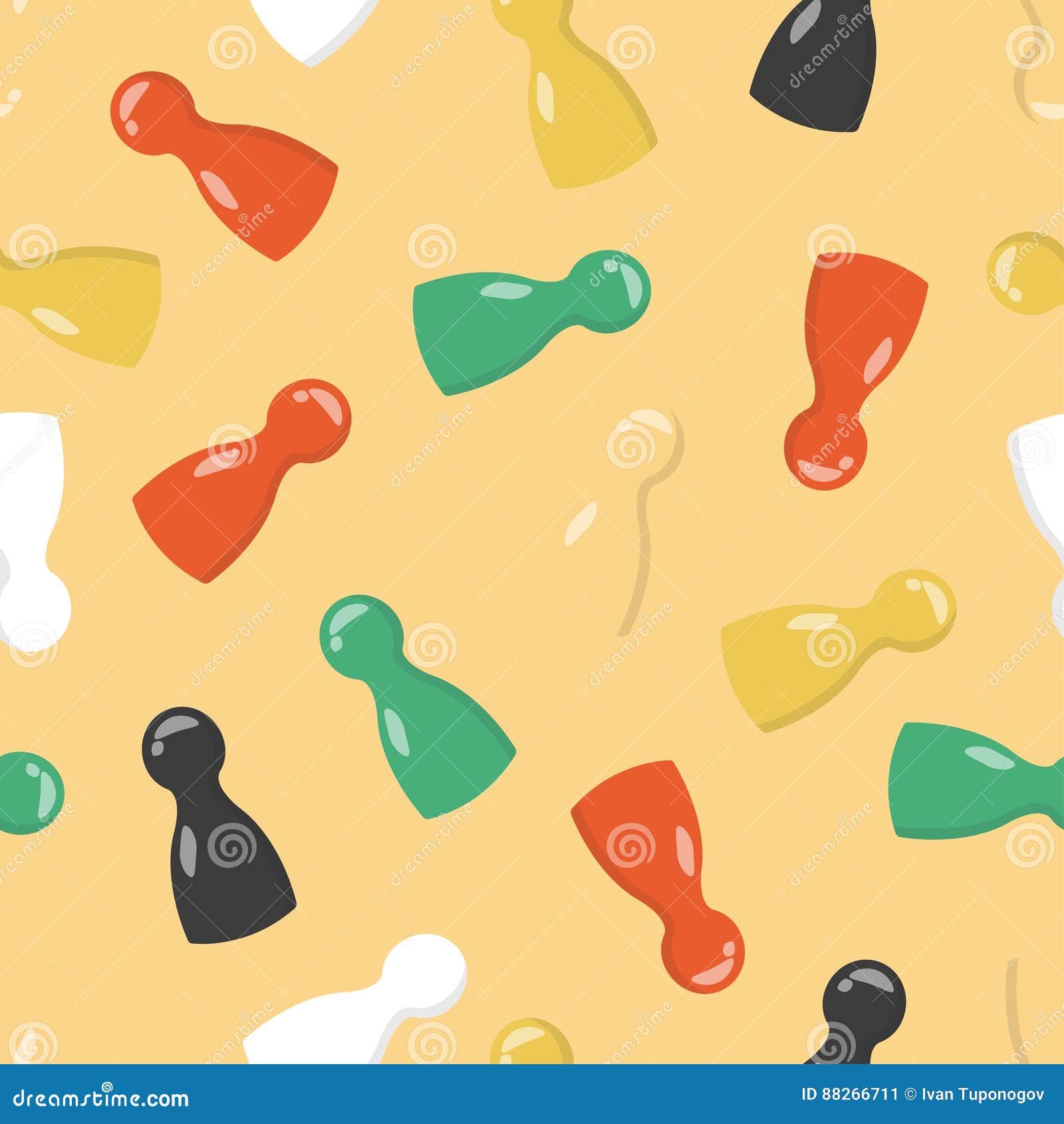 Vector Seamless Pattern. Bright Game Pieces. Gaming Chips for Table ...
