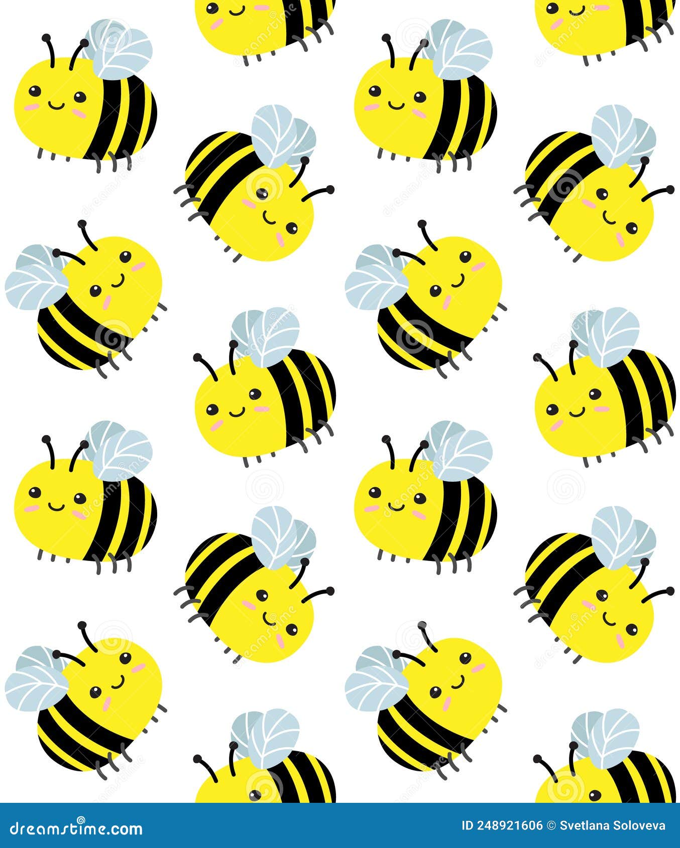 Vector Seamless Pattern of Bumblebee Bee Stock Vector - Illustration of ...