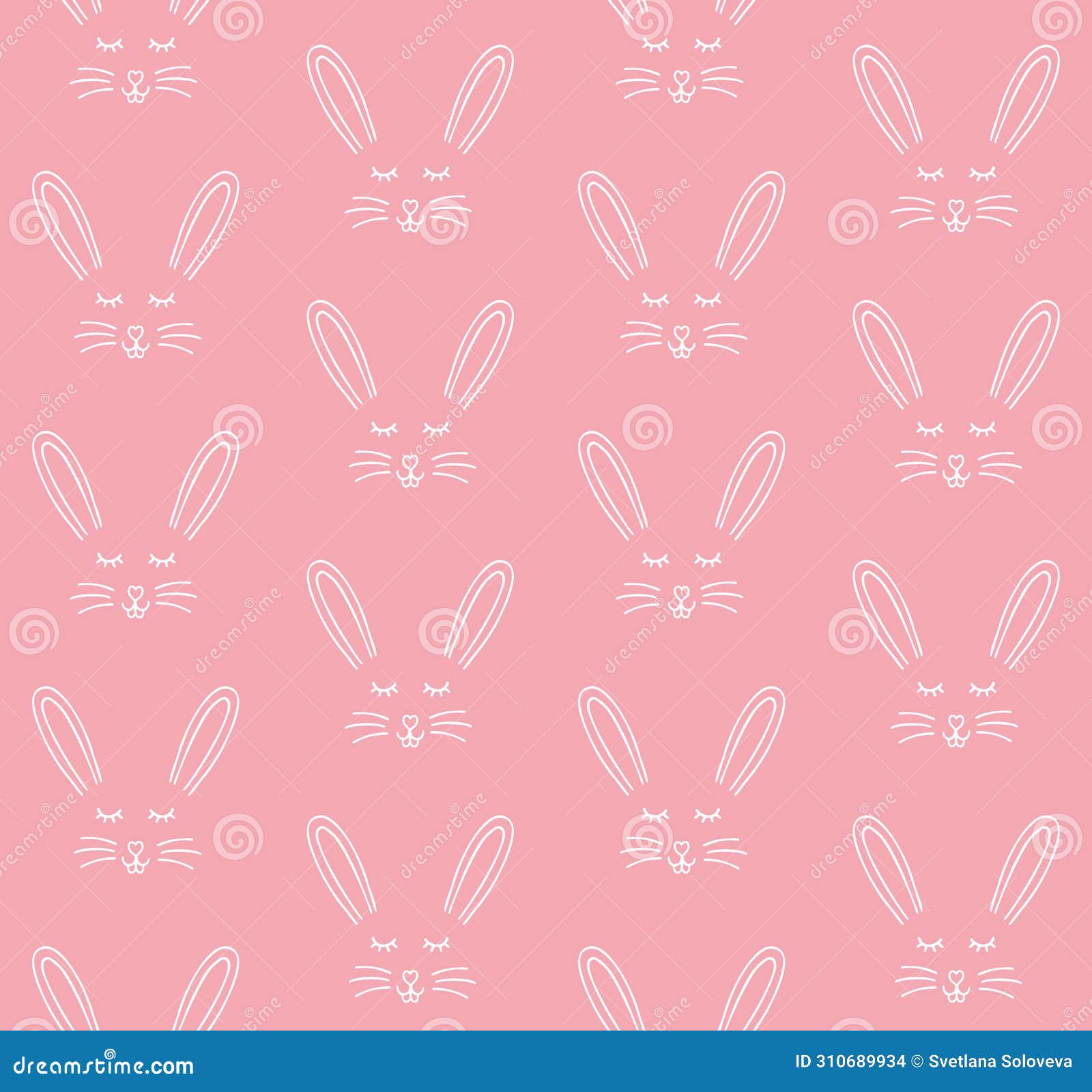 Vector Seamless Pattern of Bunny Face Stock Vector - Illustration of ...