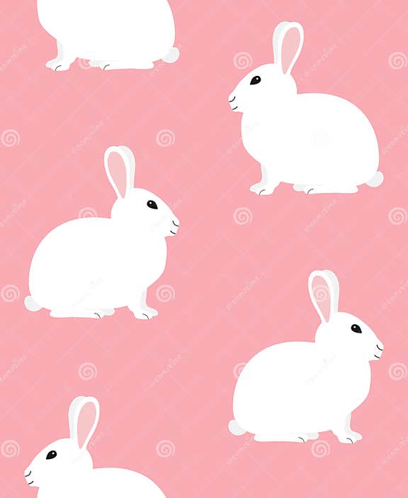 Vector Seamless Pattern of Bunny Rabbit Stock Vector - Illustration of ...