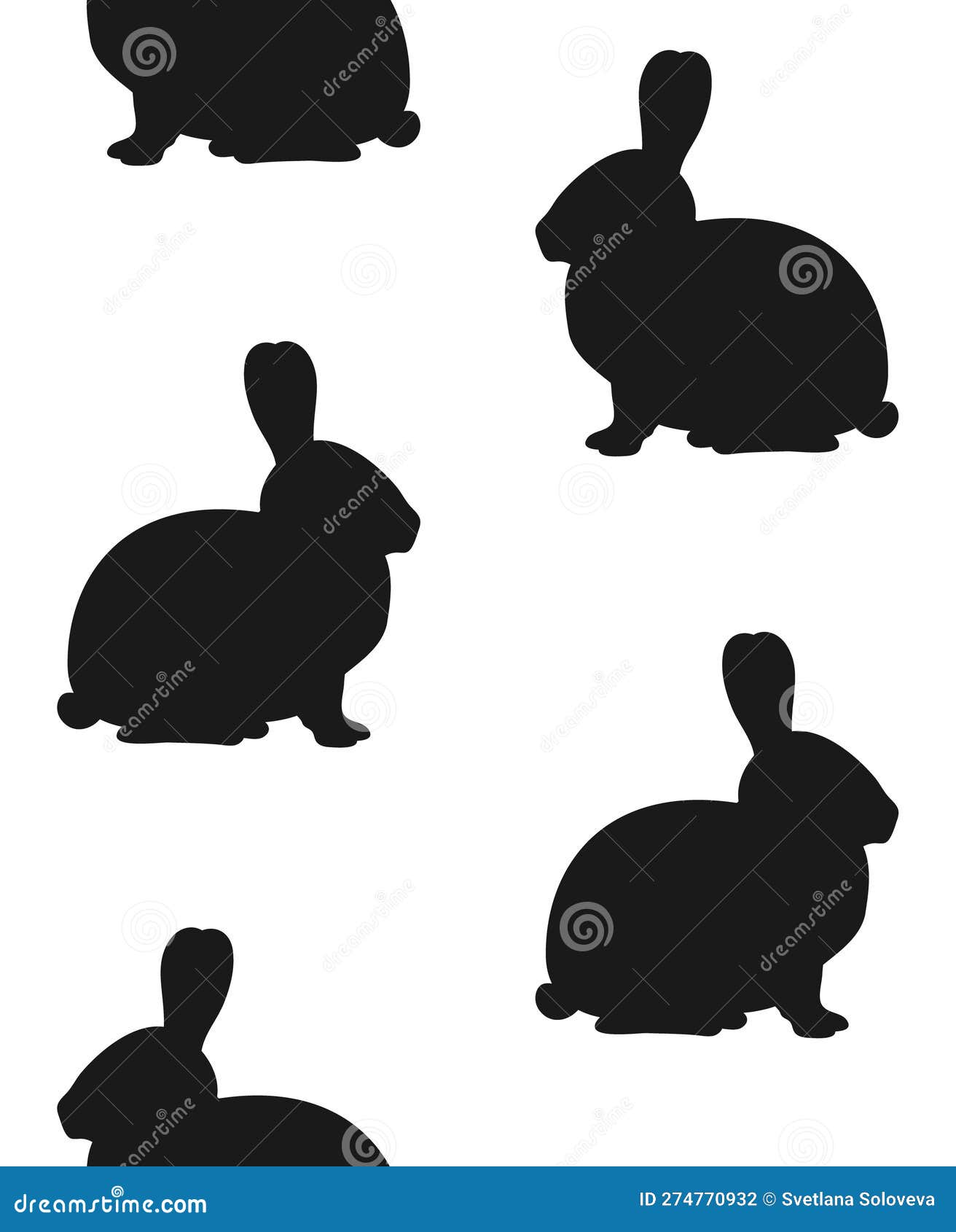 Vector Seamless Pattern of Bunny Rabbit Silhouette Stock Vector ...