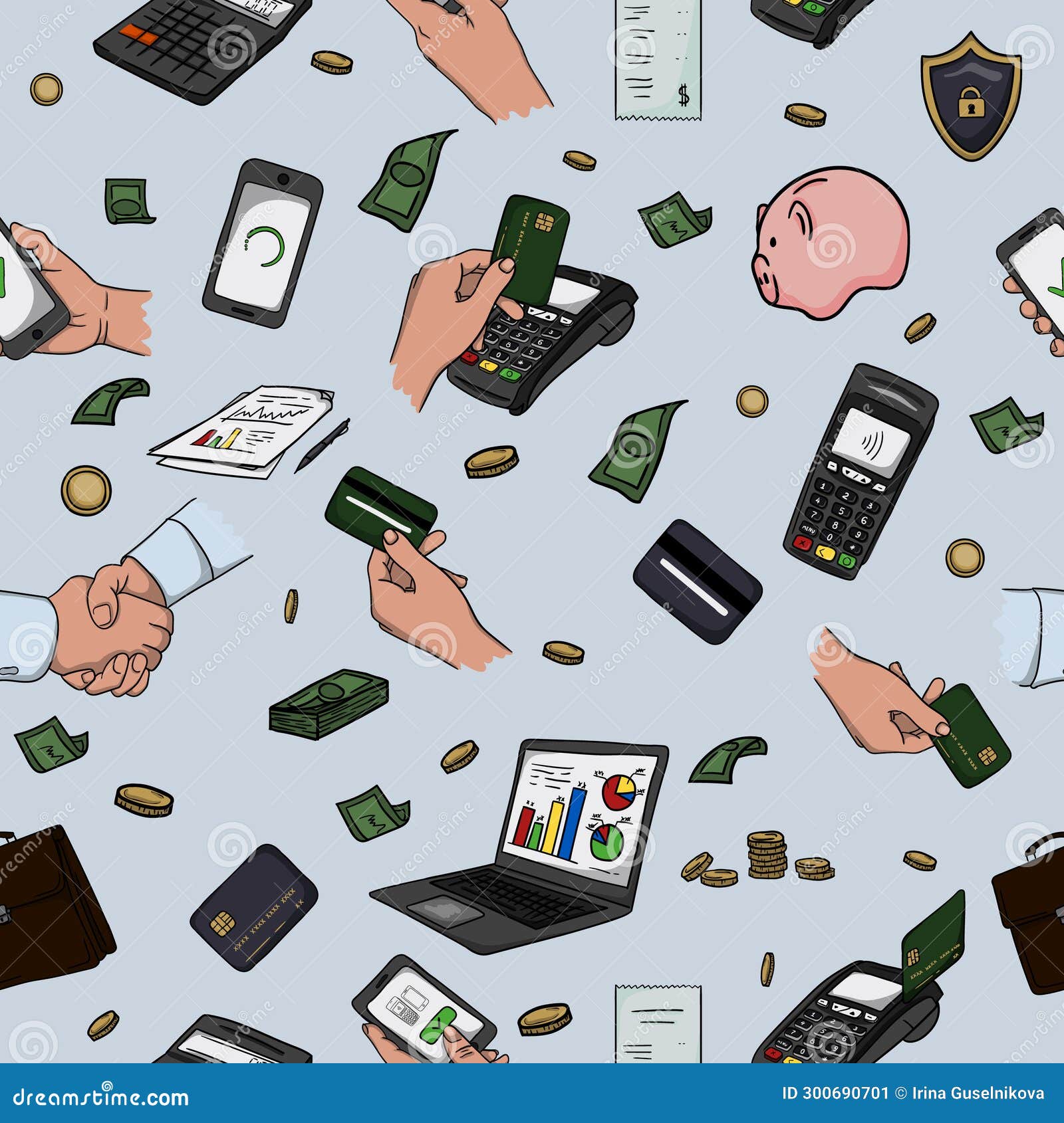 Vector Seamless Pattern of Business, Finance, Payment Systems and Money ...