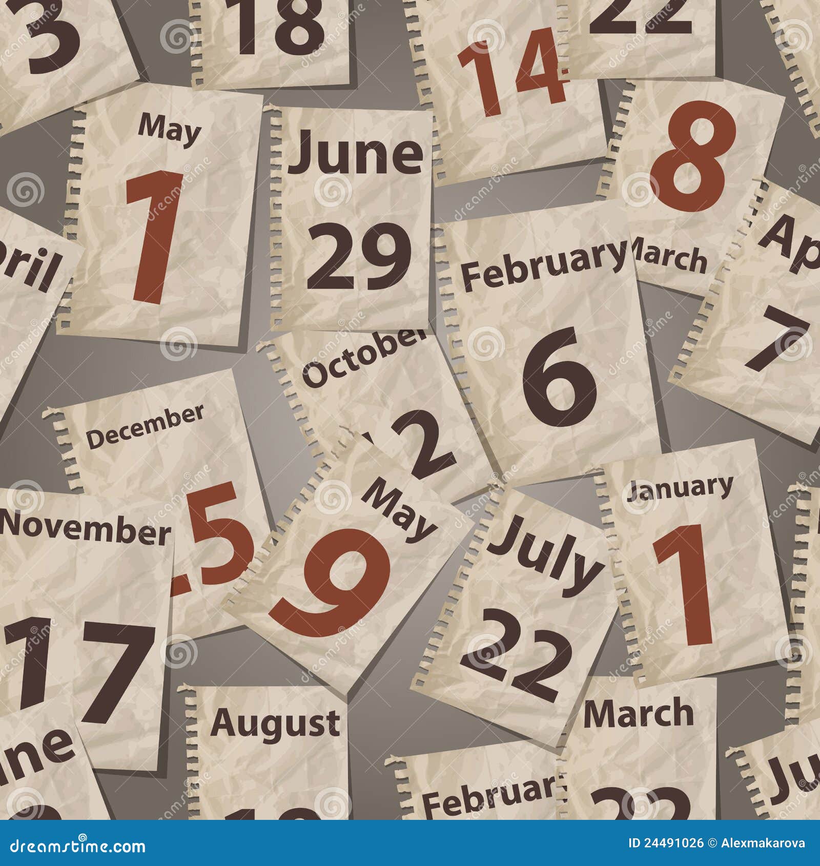 Vector Seamless Pattern with Calendar Sheets Stock Vector ...