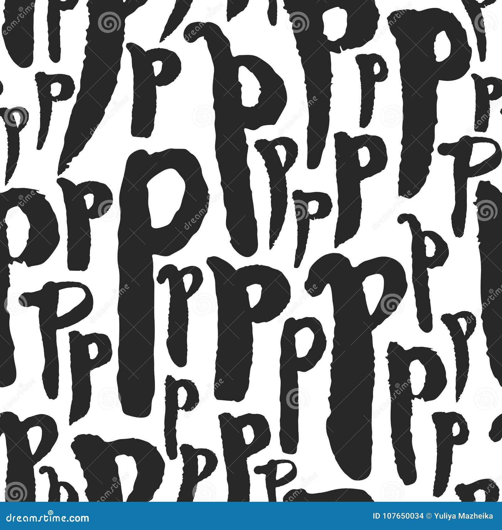 Vector Seamless Pattern with Calligraphy Letters P Stock Vector ...