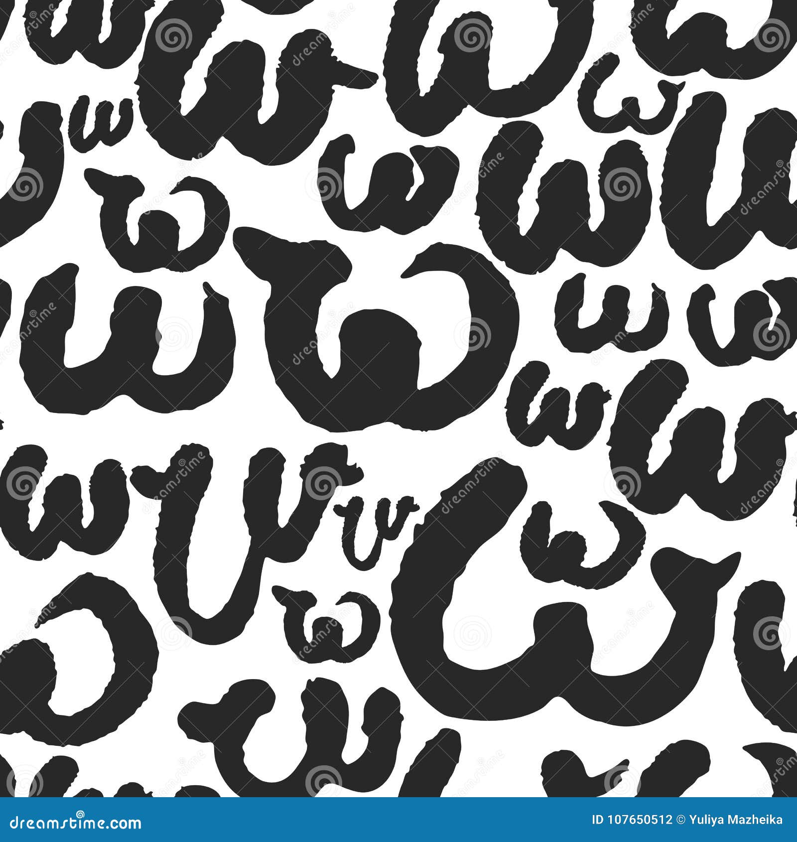 Vector Seamless Pattern with Calligraphy Letters W Stock Vector ...