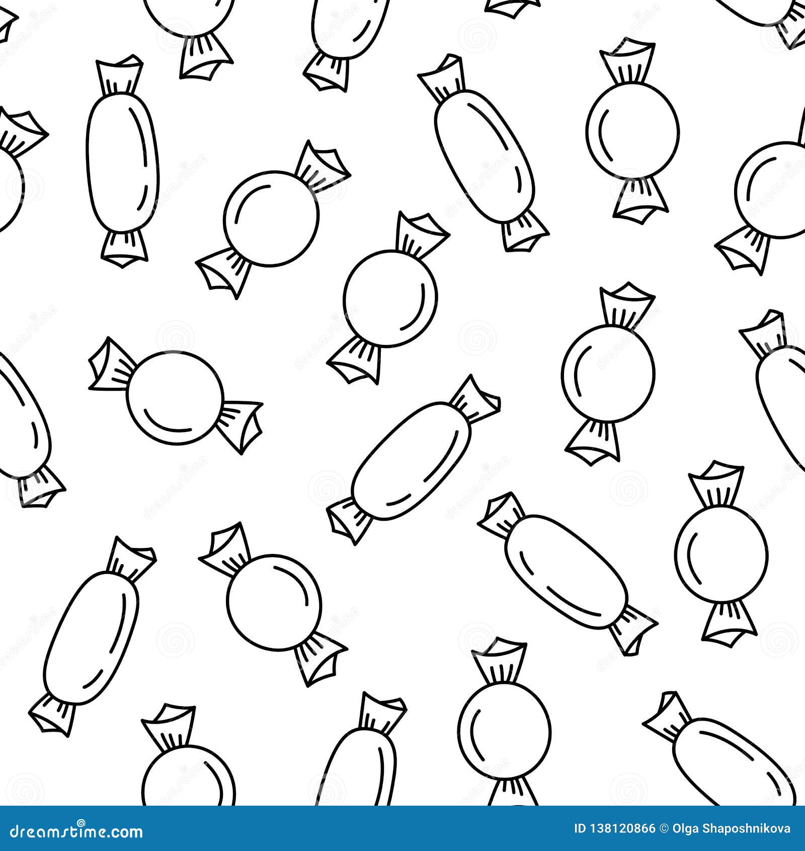 Vector Seamless Pattern with Candy. Doodle Style. Stock Illustration ...