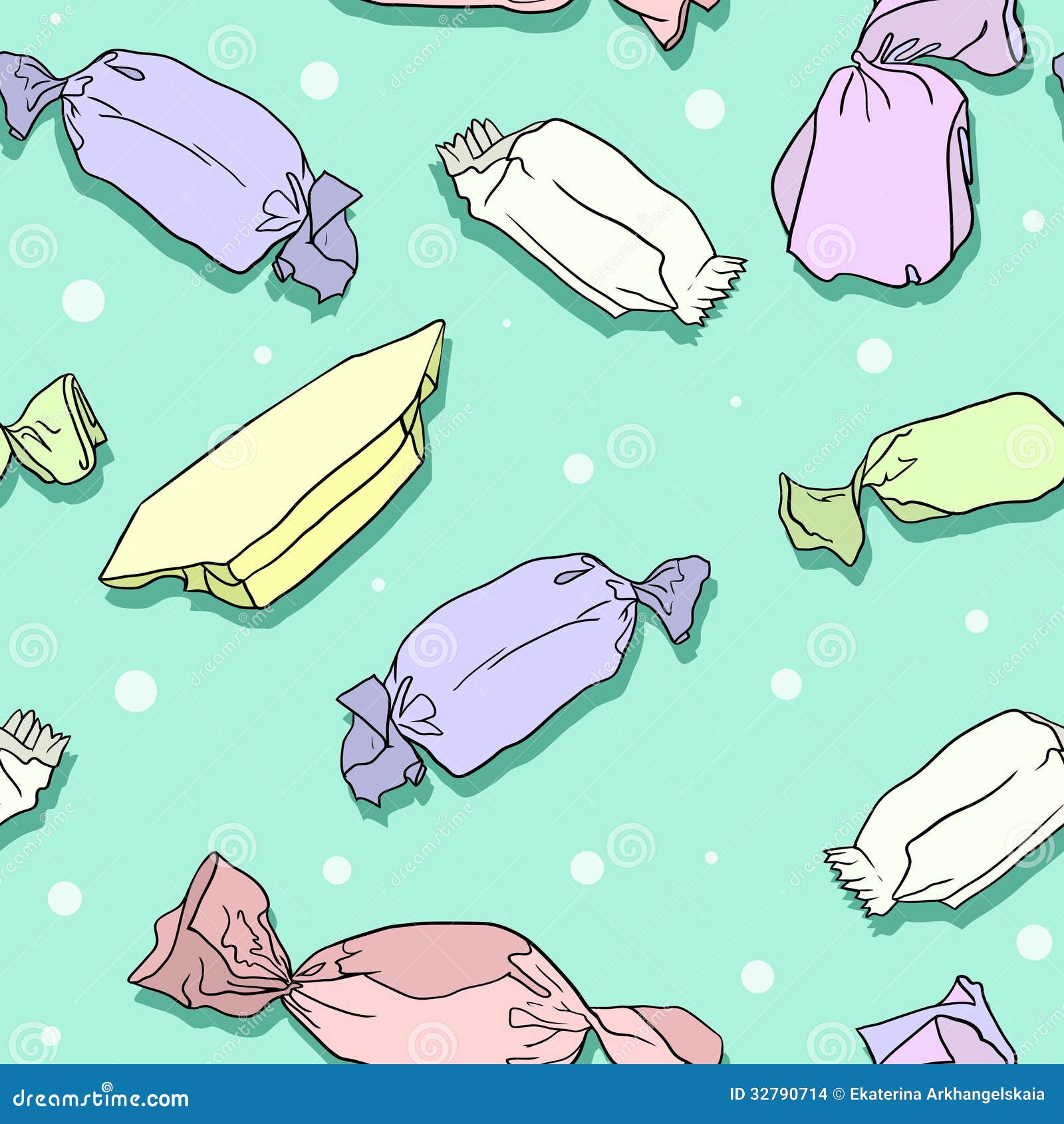 Vector Seamless Pattern of Candy Stock Vector - Illustration of holiday ...