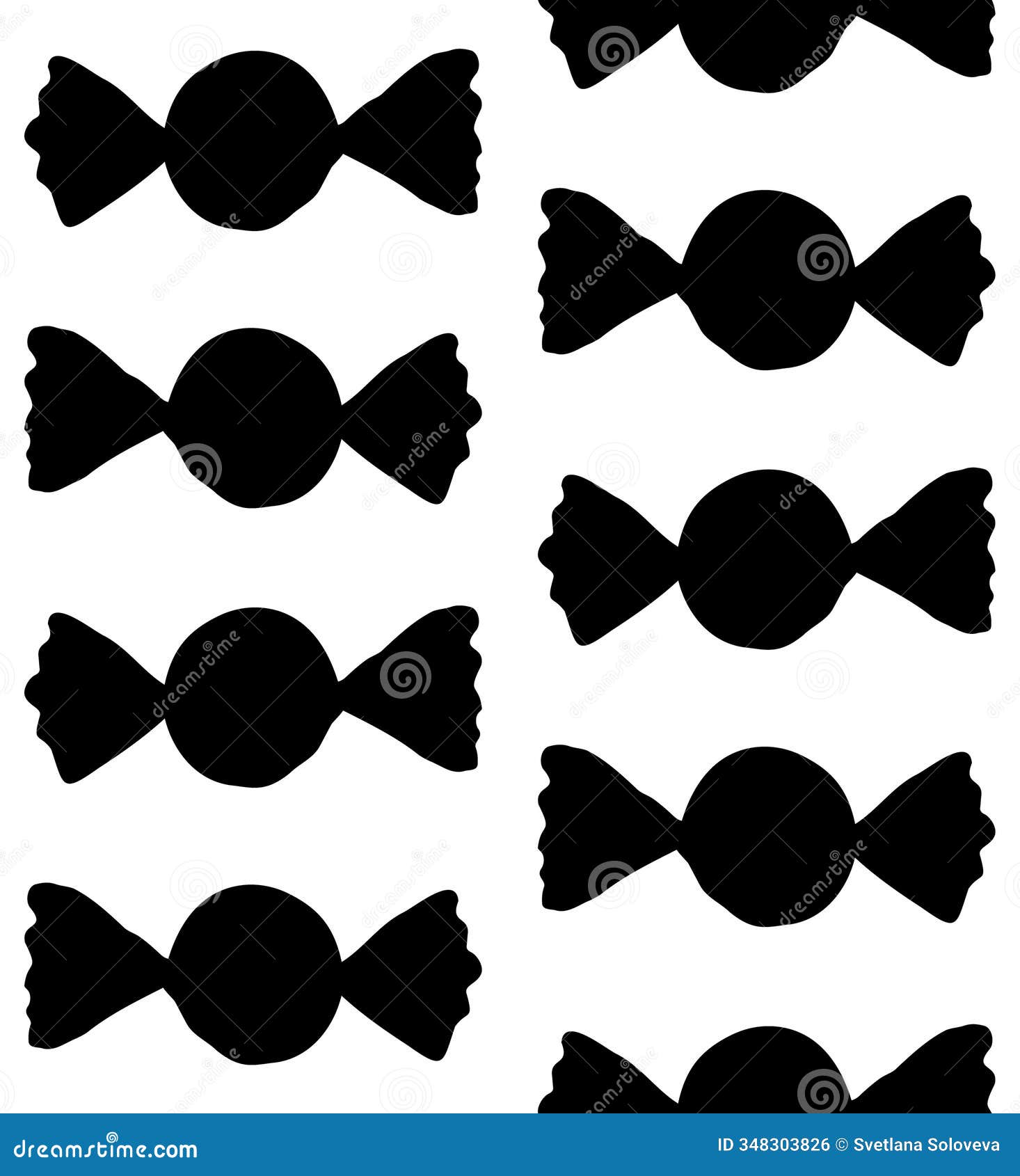Vector Seamless Pattern of Candy Silhouette Stock Illustration ...