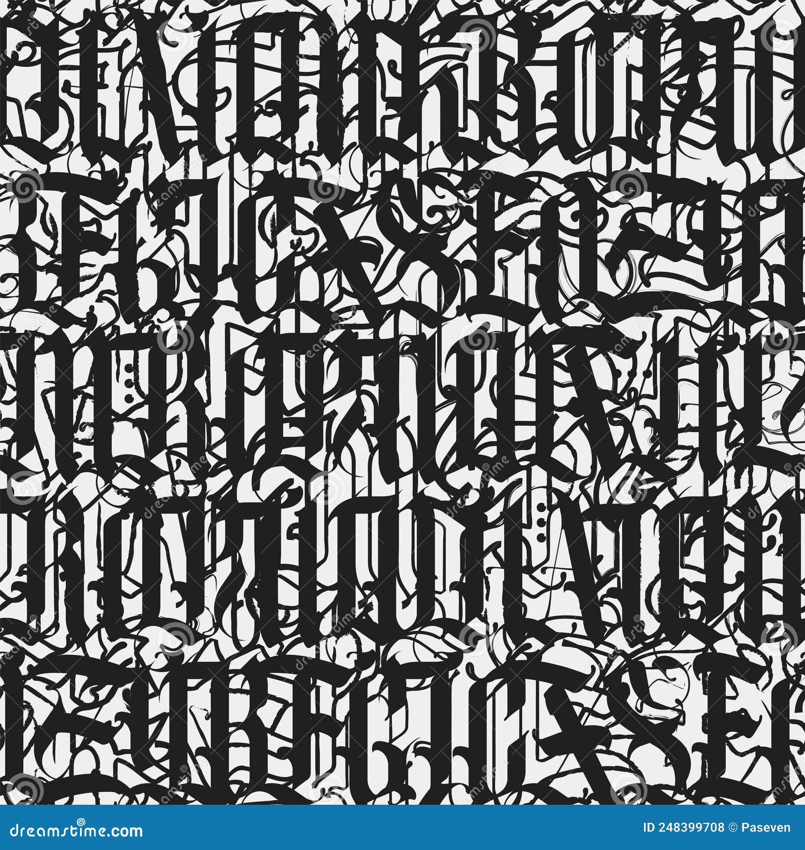 Vector Seamless Pattern of Capital Gothic Letters Stock Vector ...