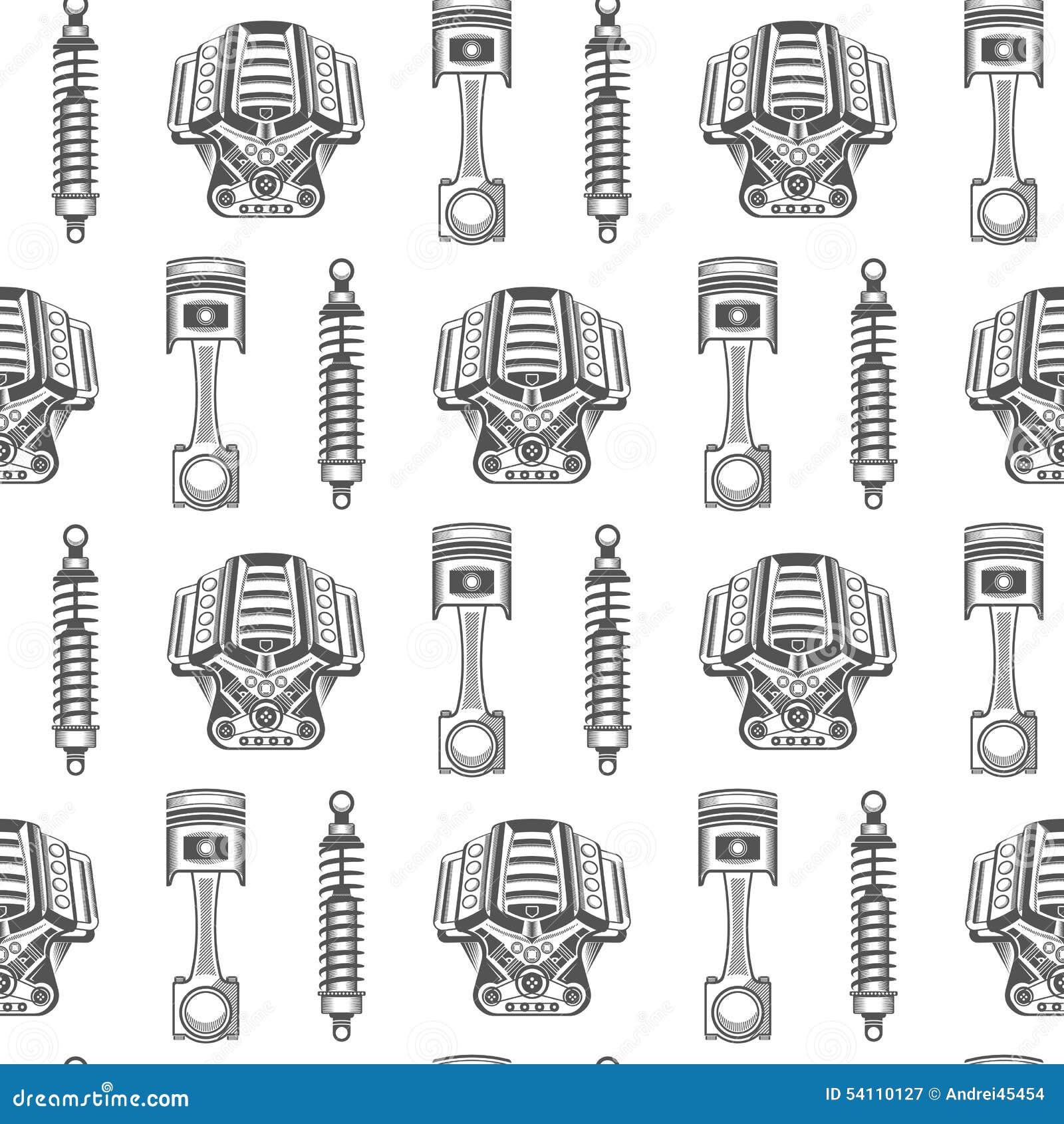 Vector Seamless Pattern of Car Parts Stock Illustration - Illustration ...