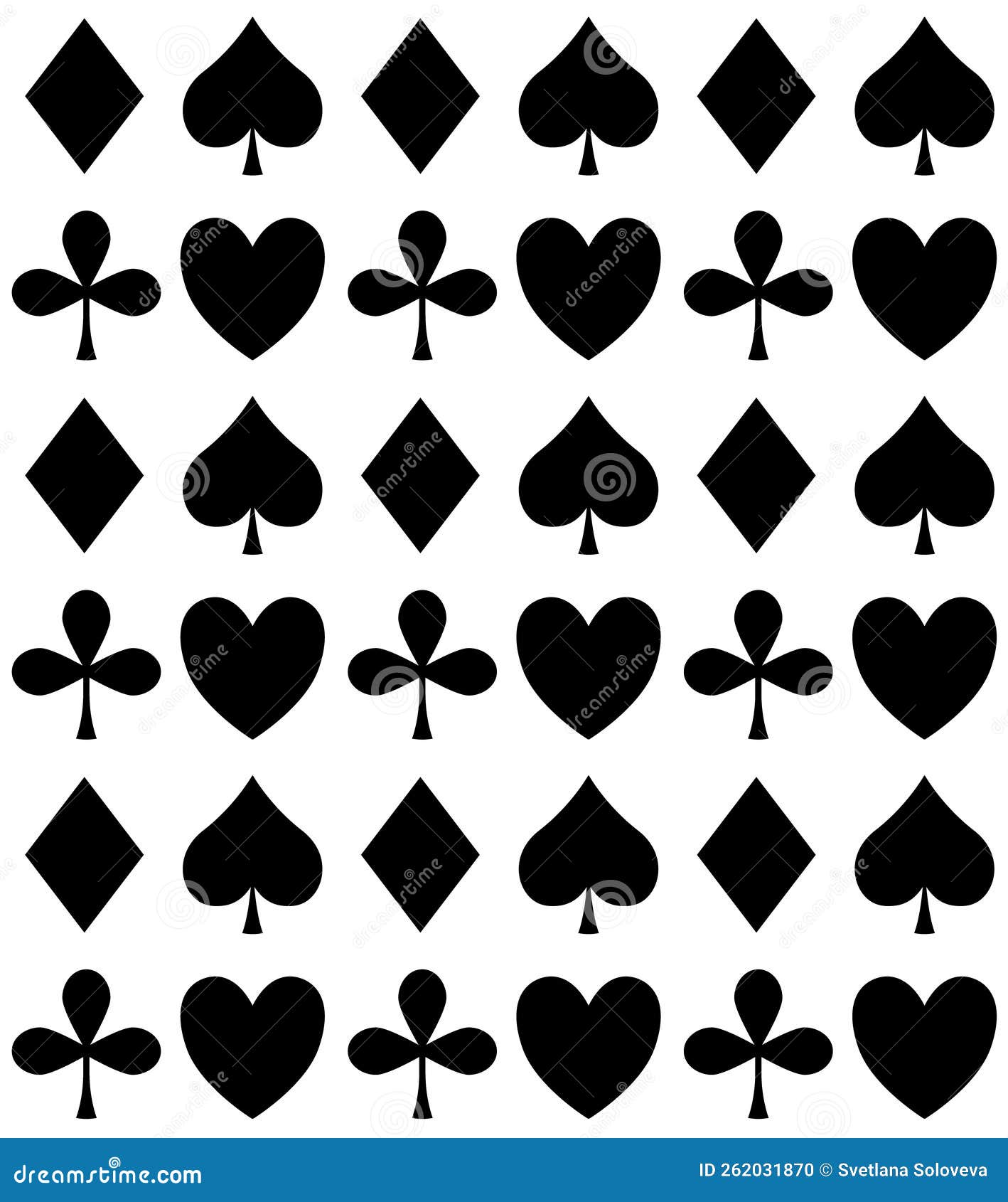 Vector Seamless Pattern of Card Suits Silhouette Stock Vector ...