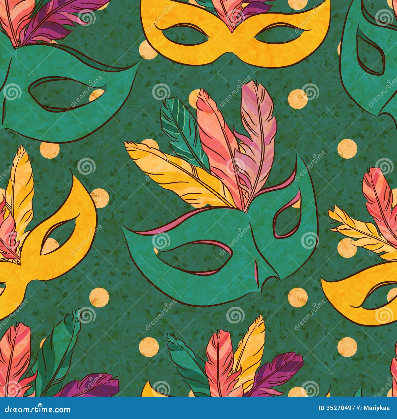 Vector Seamless Pattern with Carnival Mask Stock Vector - Illustration ...