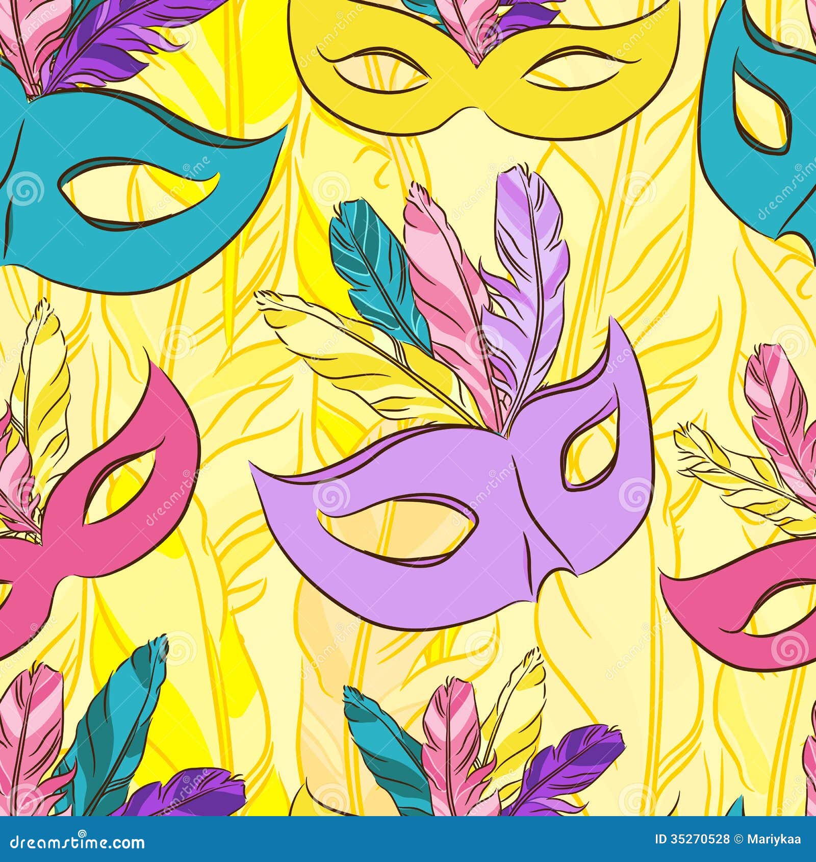 Vector Seamless Pattern with Carnival Mask Stock Vector - Illustration ...