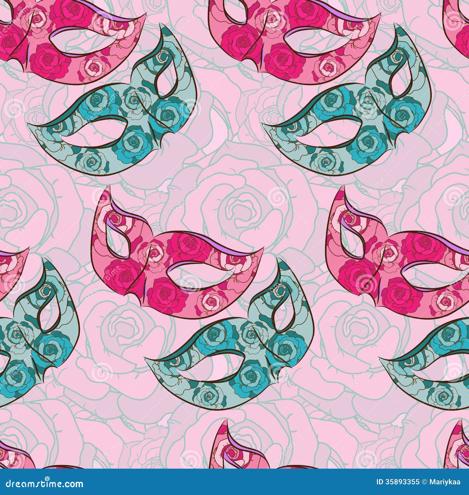 Vector Seamless Pattern with Carnival Mask Stock Vector - Illustration ...