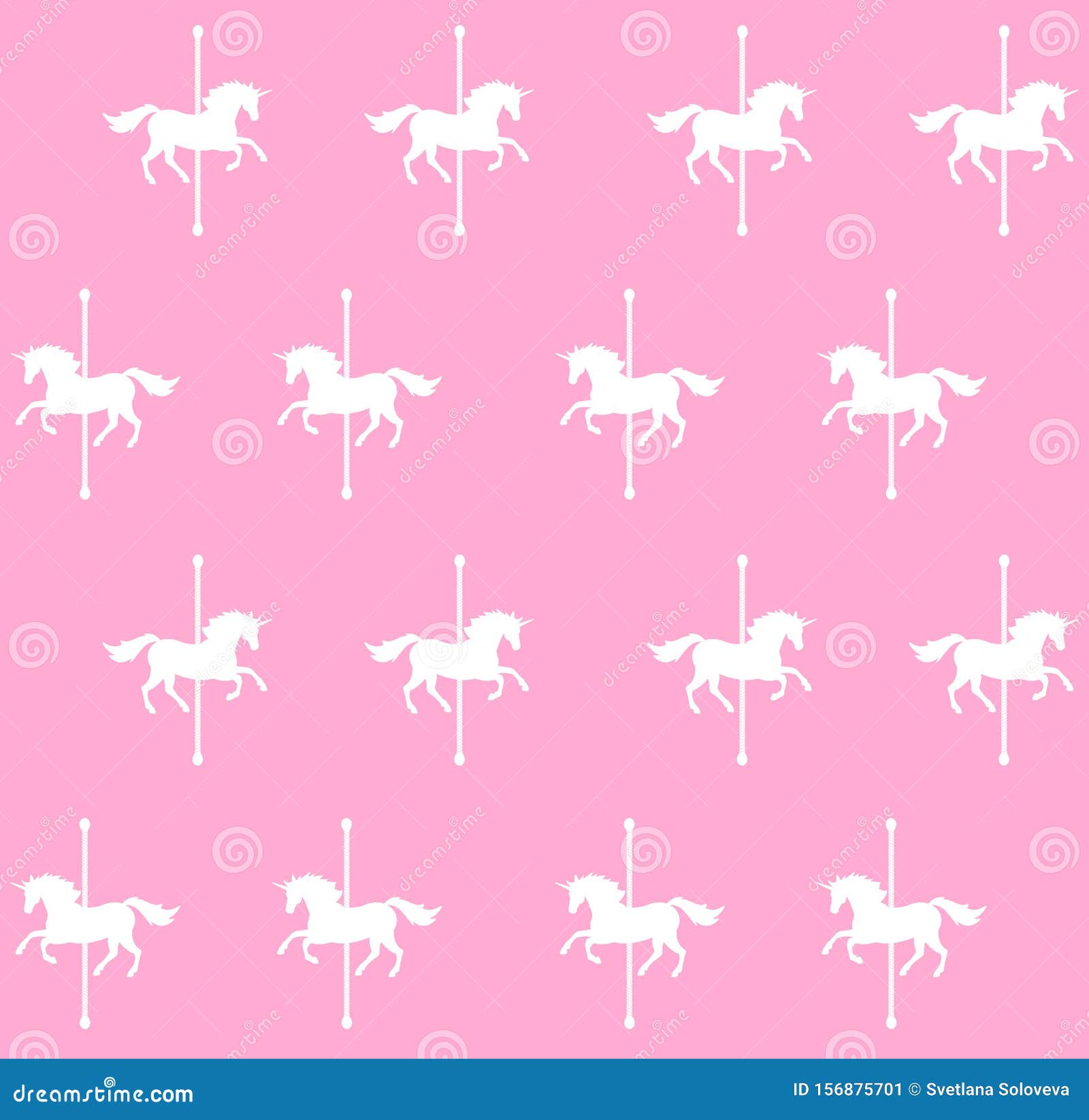 Vector Seamless Pattern of Carousel on Pink Stock Vector - Illustration ...