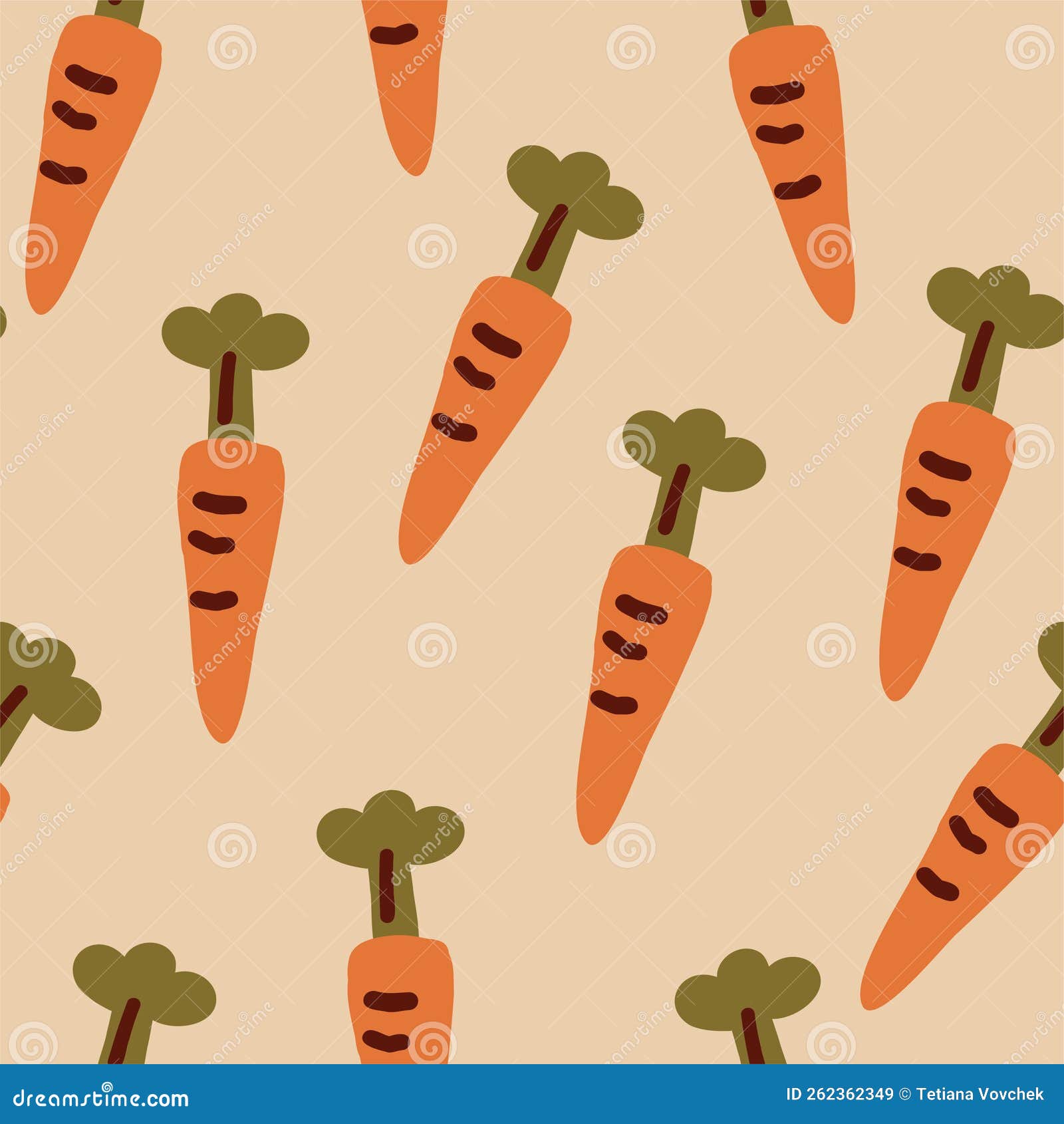 Vector Seamless Pattern with Carrots on Light Beige Background ...