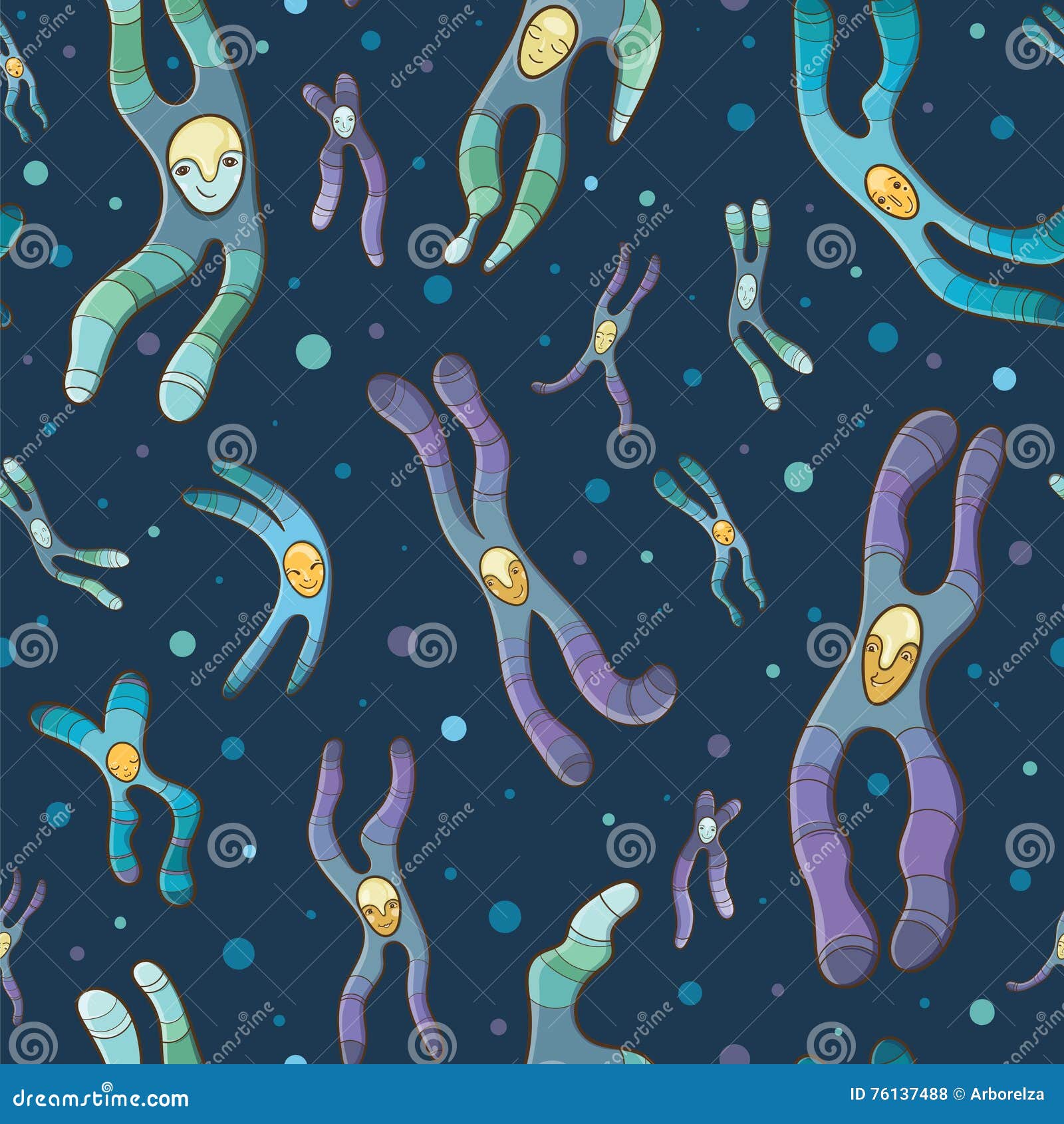 Vector Seamless Pattern with Cartoon Chromosomes Stock Vector ...