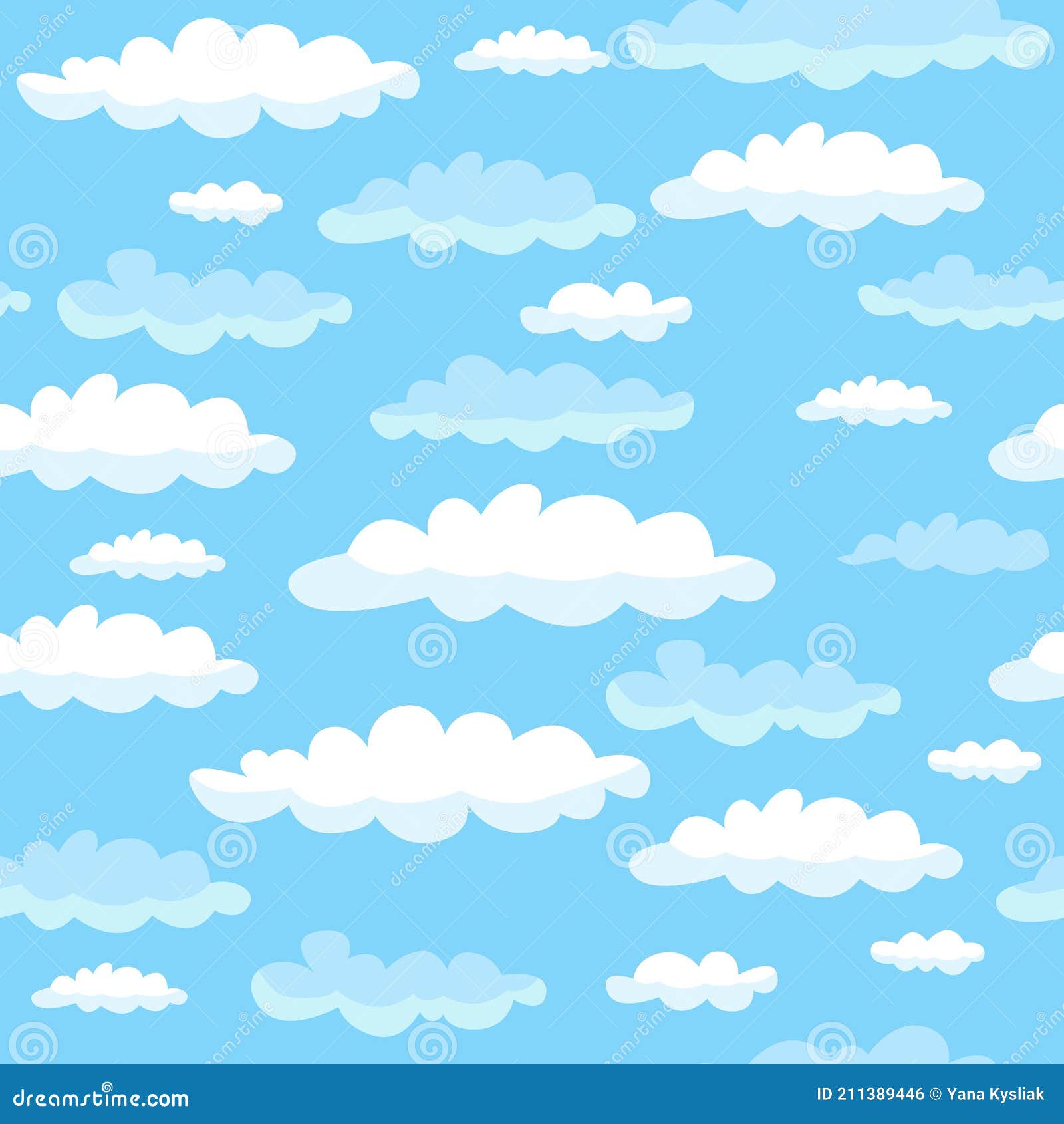Vector Seamless Pattern with Cartoon Clouds in the Sky Stock Vector ...