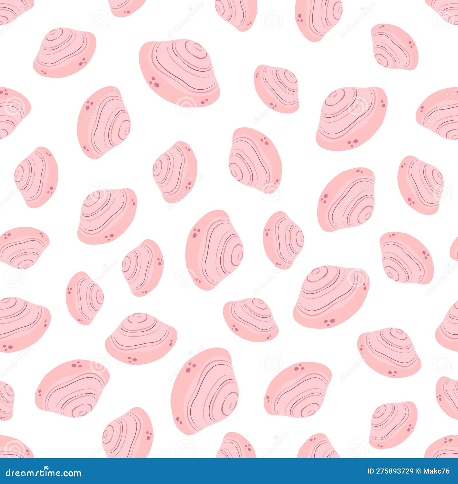 Vector Seamless Pattern with Cartoon Colored Sea Shells Stock Vector ...