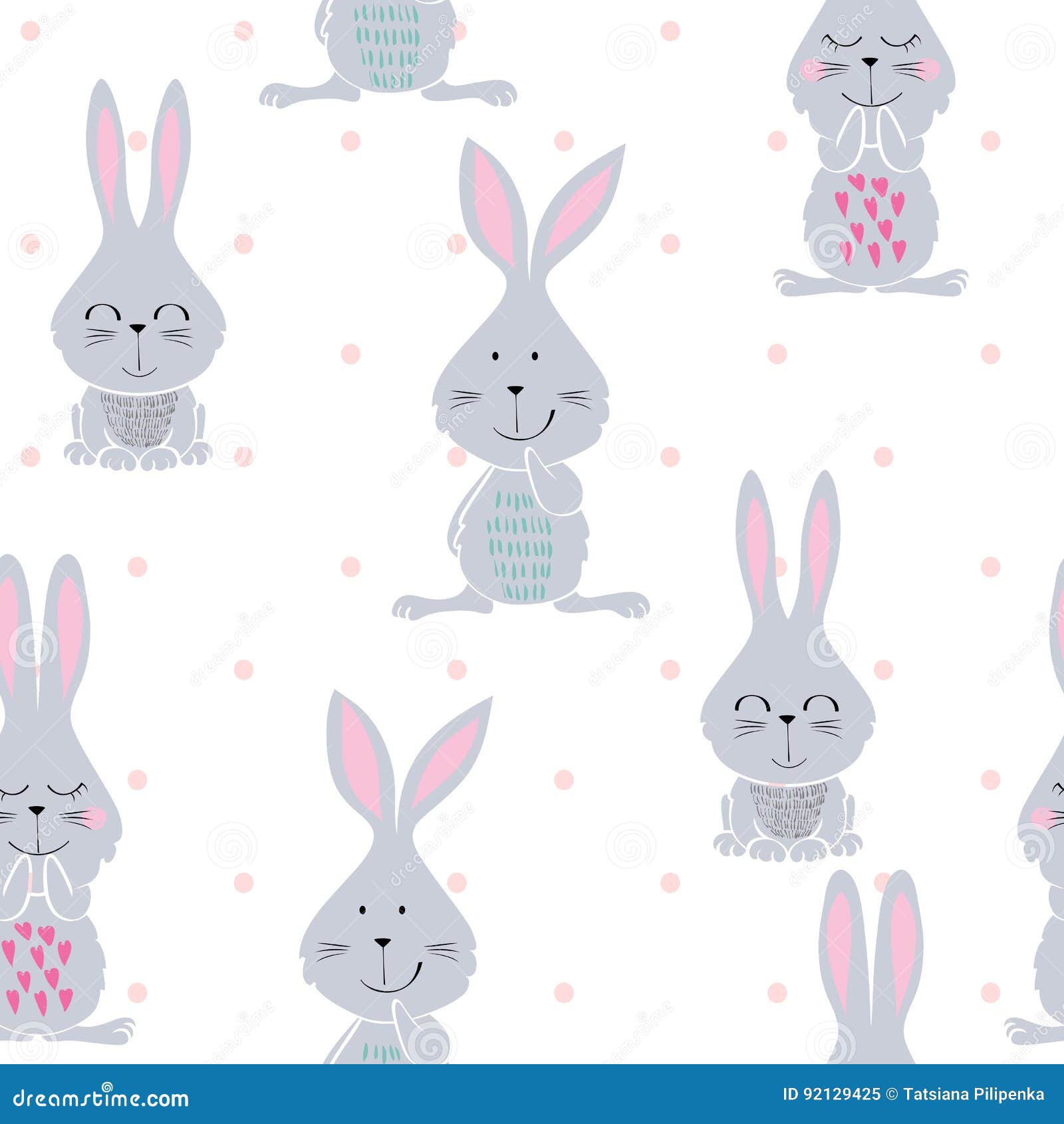 Vector seamless pattern stock vector. Illustration of rabbit - 92129425