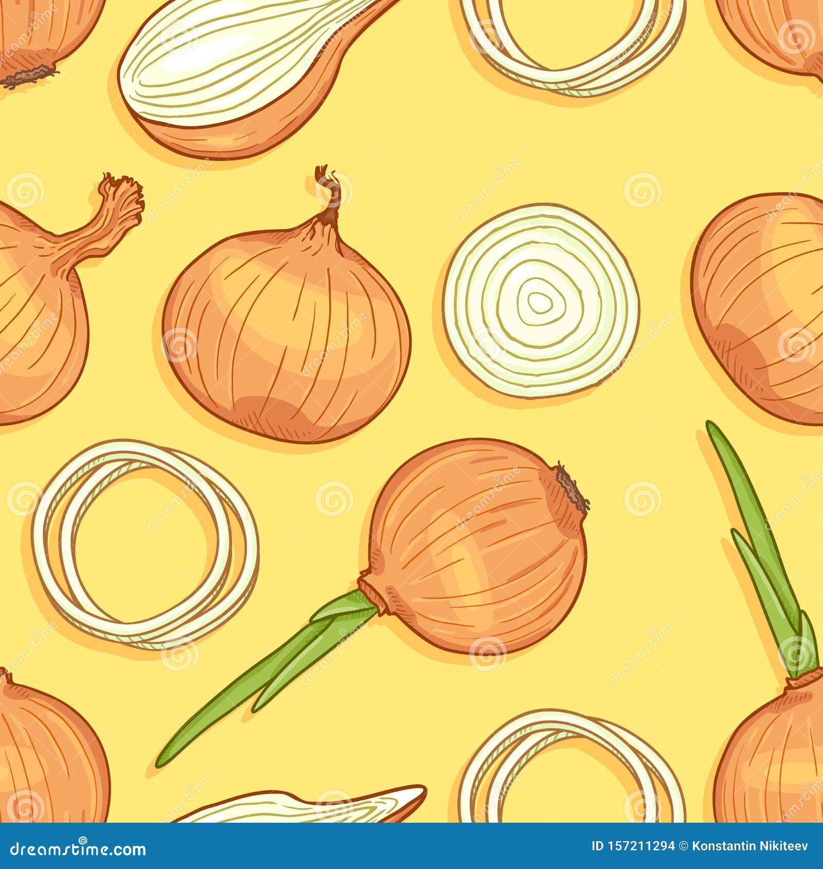 Vector Seamless Pattern of Cartoon Onion Stock Vector - Illustration of ...