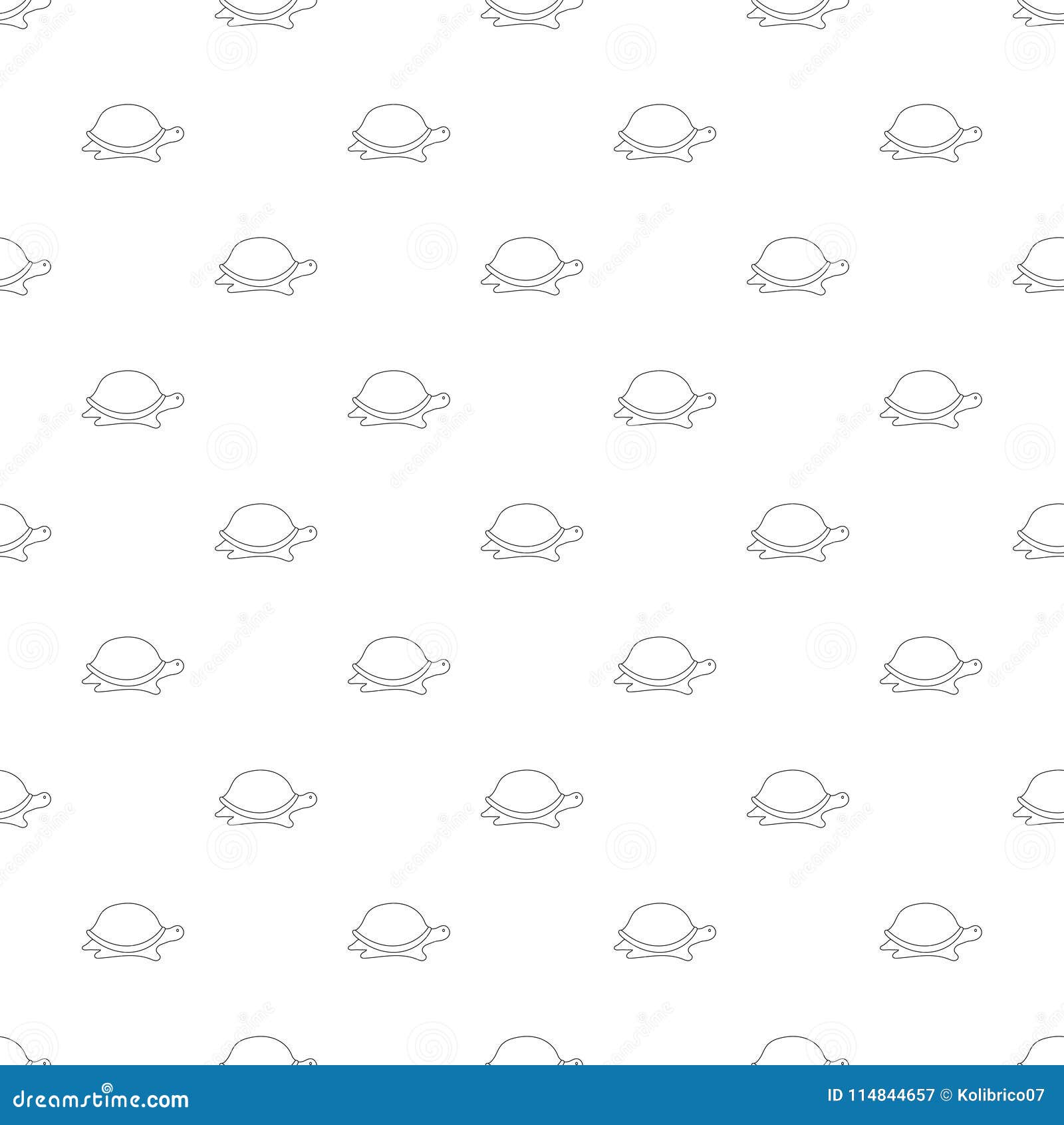 Seamless Pattern of Cartoon Outline Turtles. Stock Illustration ...