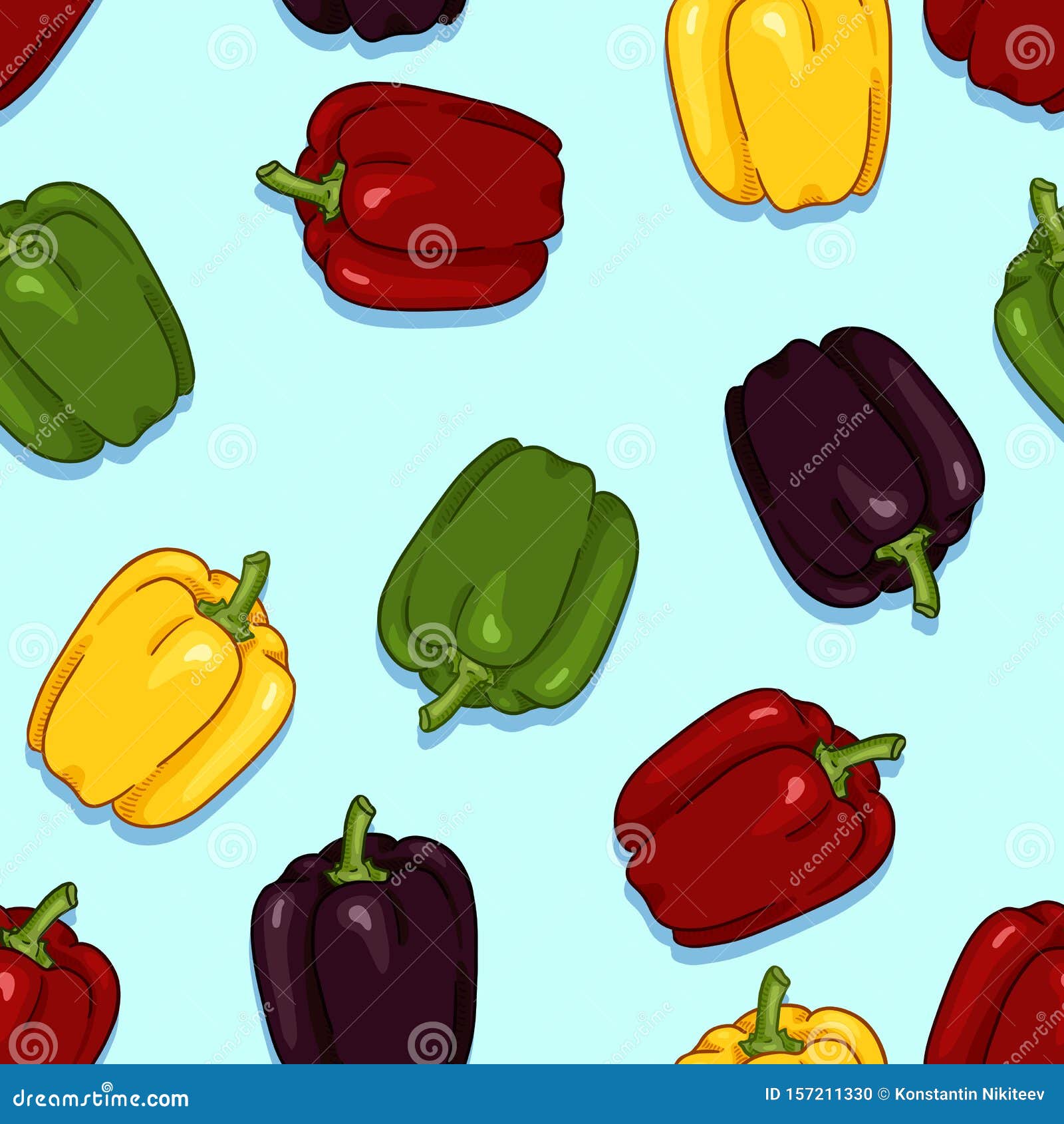 Vector Seamless Pattern of Cartoon Paprika Stock Vector - Illustration ...