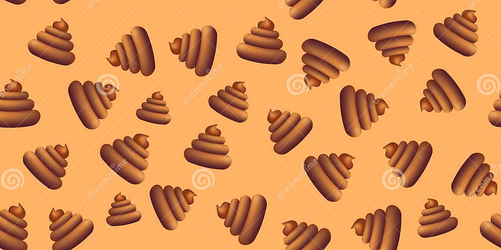 Vector Seamless Pattern with Cartoon Pile of Turd on Orange Background ...