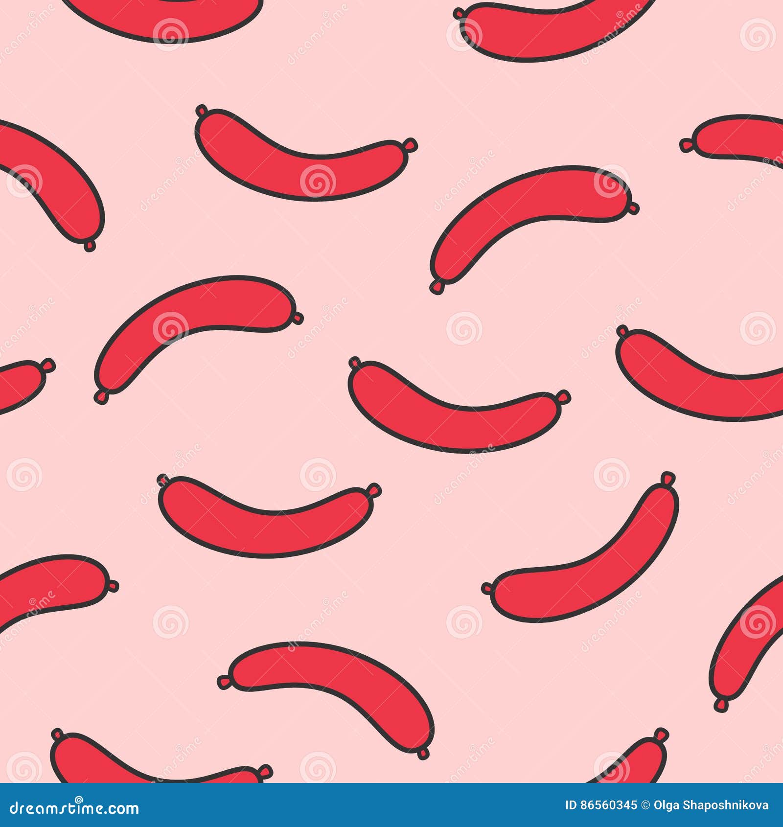 Vector Seamless Pattern. Cartoon Sausage Stock Illustration ...