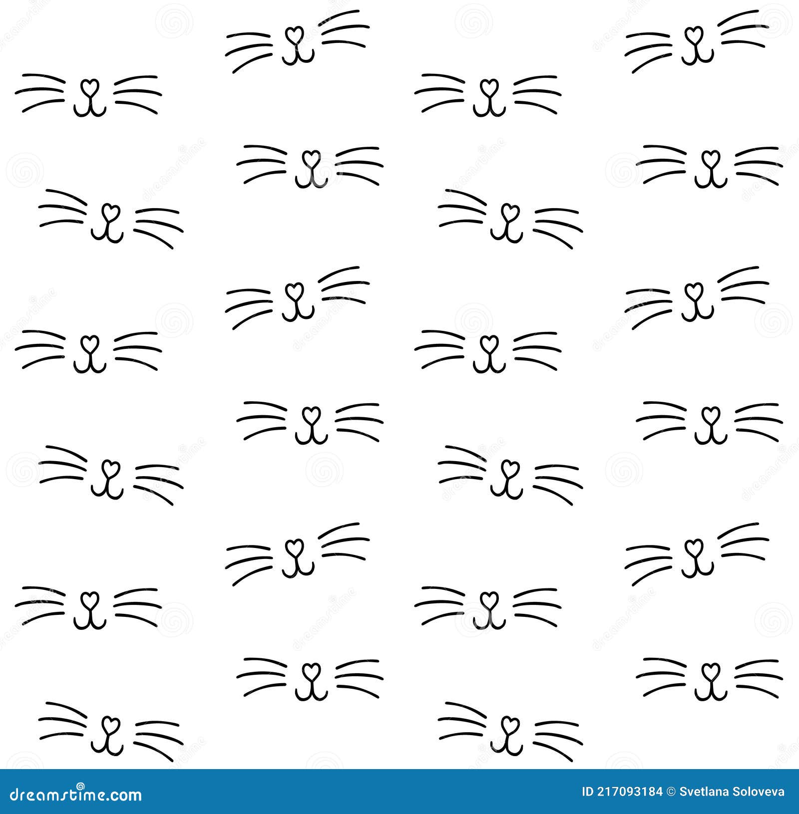 Vector Seamless Pattern of Cat Nose Stock Vector - Illustration of hand ...