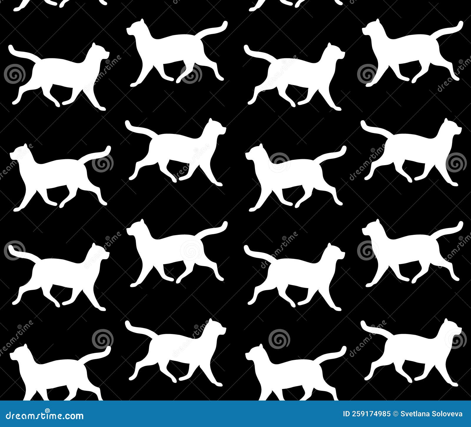 Vector Seamless Pattern of Cat Silhouette Stock Vector - Illustration ...