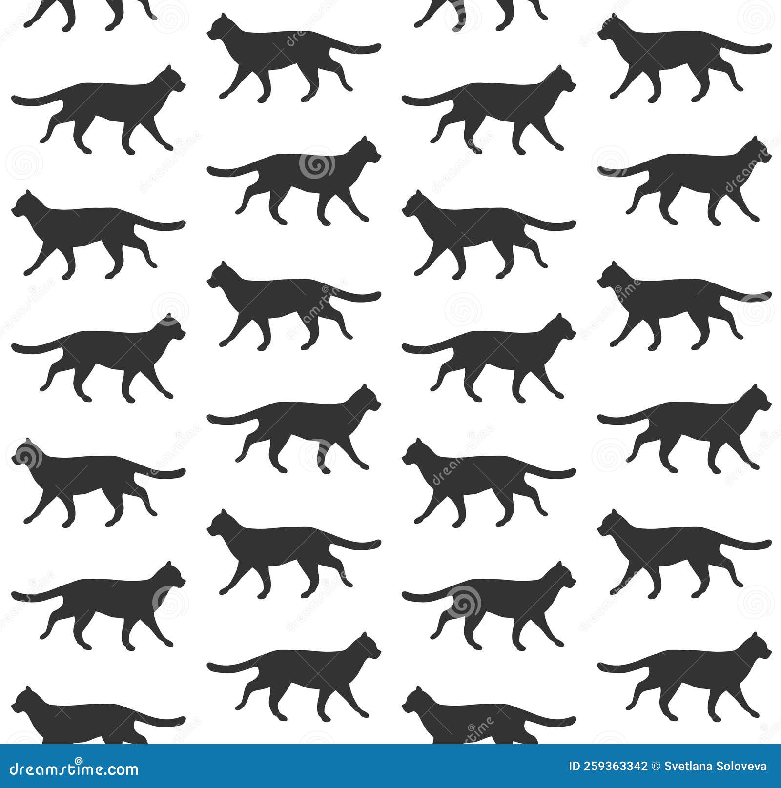 Vector Seamless Pattern of Cat Silhouette Stock Vector - Illustration ...