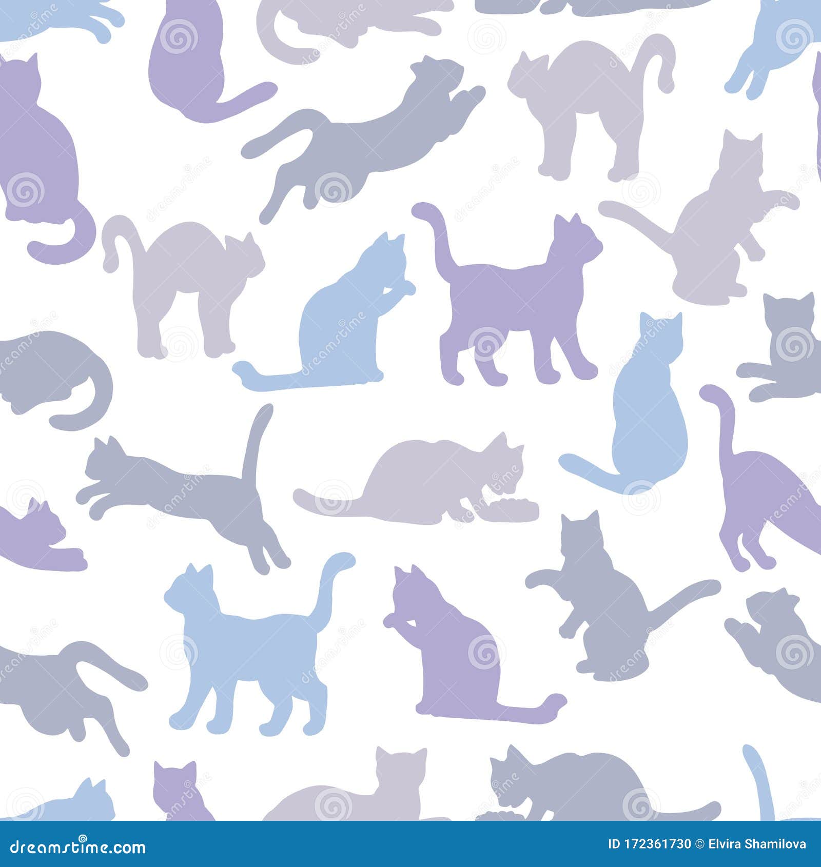 Vector Seamless Pattern with Cat Silhouettes Stock Illustration ...