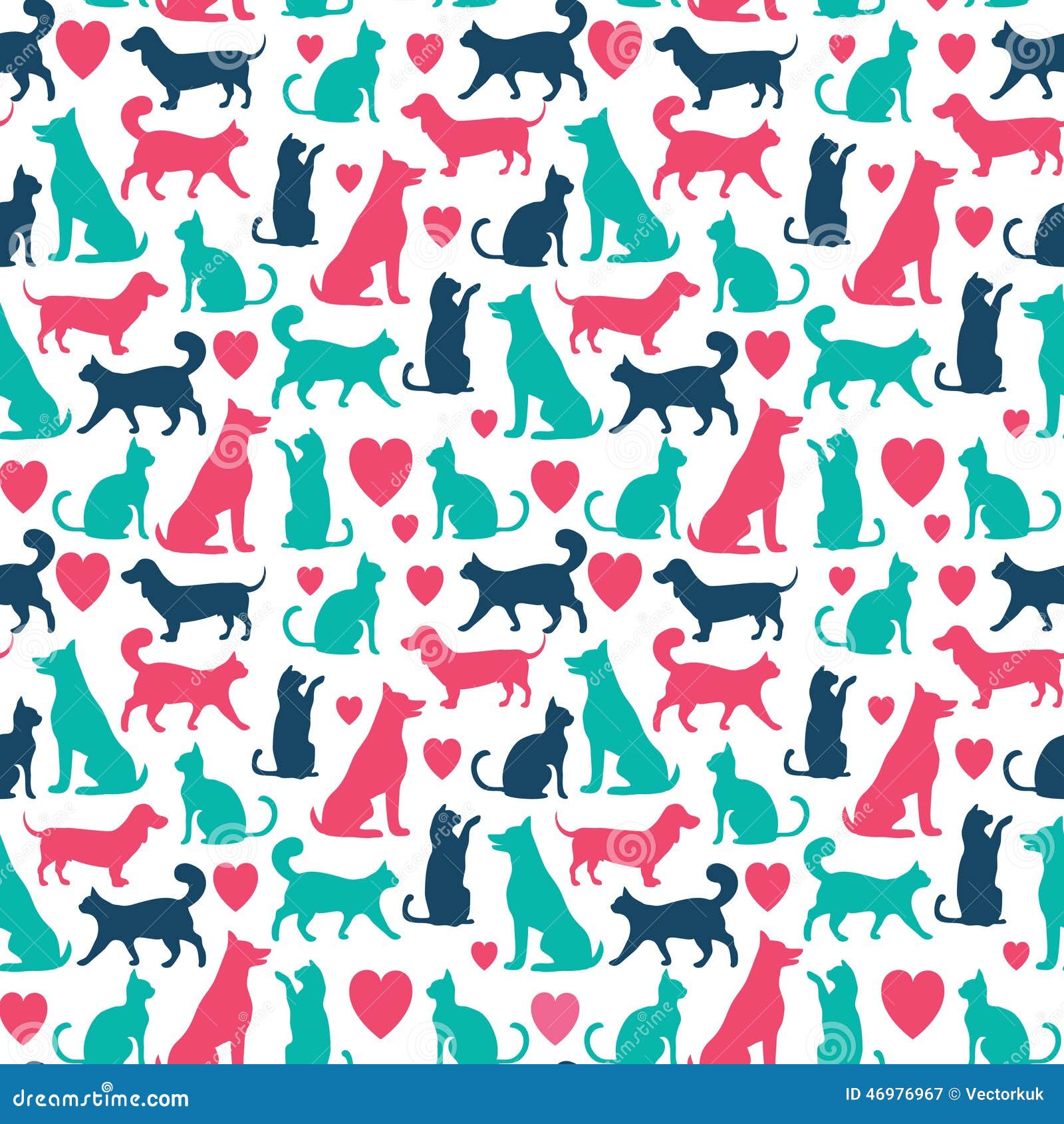 Vector Seamless Pattern with Cats and Dogs Stock Vector - Illustration ...