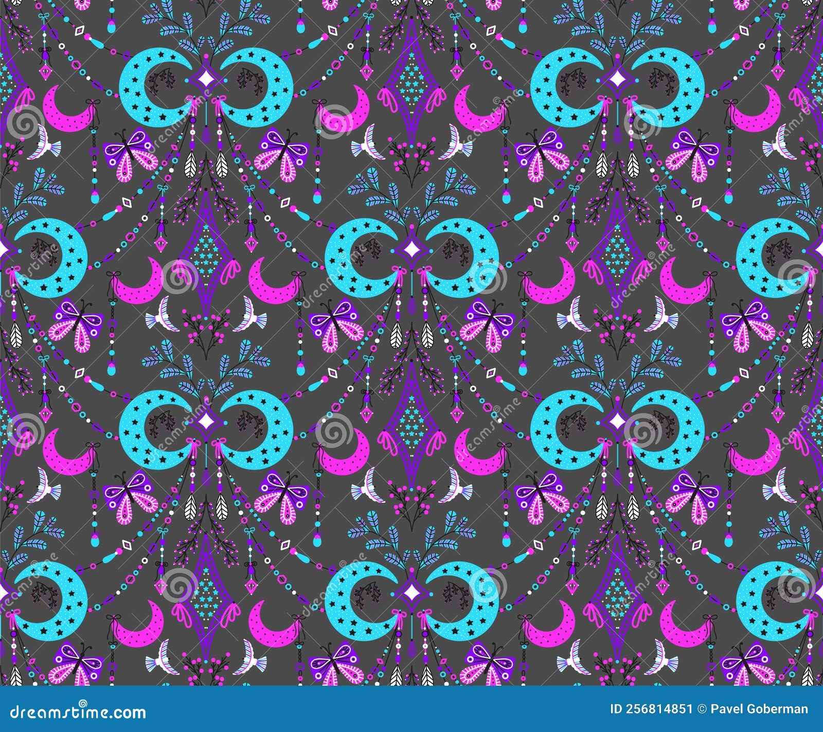 Vector Seamless Pattern with Celestial Mystic Esoteric Magic Elements ...