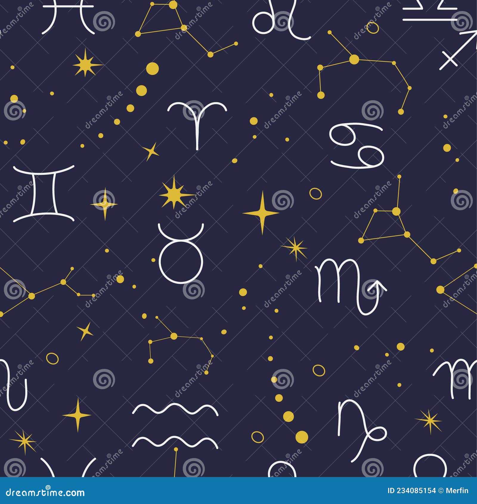 Vector Seamless Pattern with Celestial Mystic Esoteric Magic and Zodiac ...