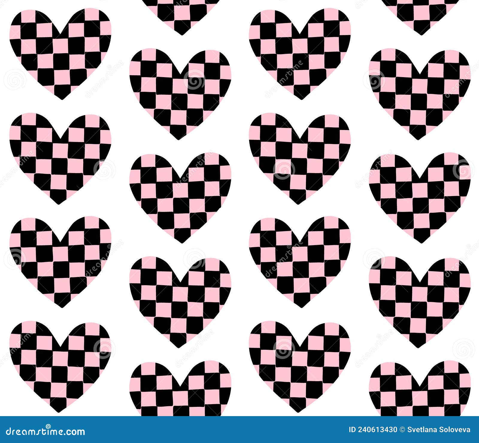 Vector Seamless Pattern of Checkered Texture Heart Stock Vector ...